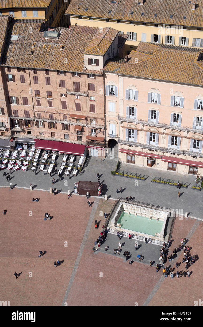 Campo Square top view from Mangia Tower, UNESCO World Heritage Site ...
