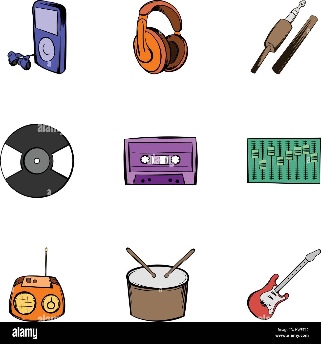 Listening music icons set, cartoon style Stock Vector Image & Art - Alamy