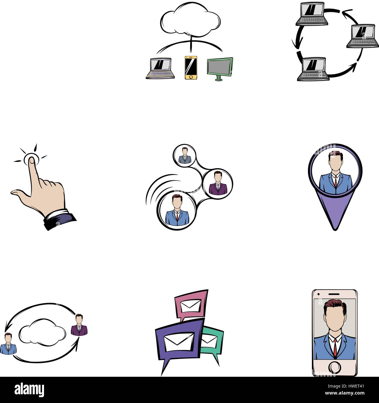 Chat icons set, cartoon style Stock Vector Image & Art - Alamy
