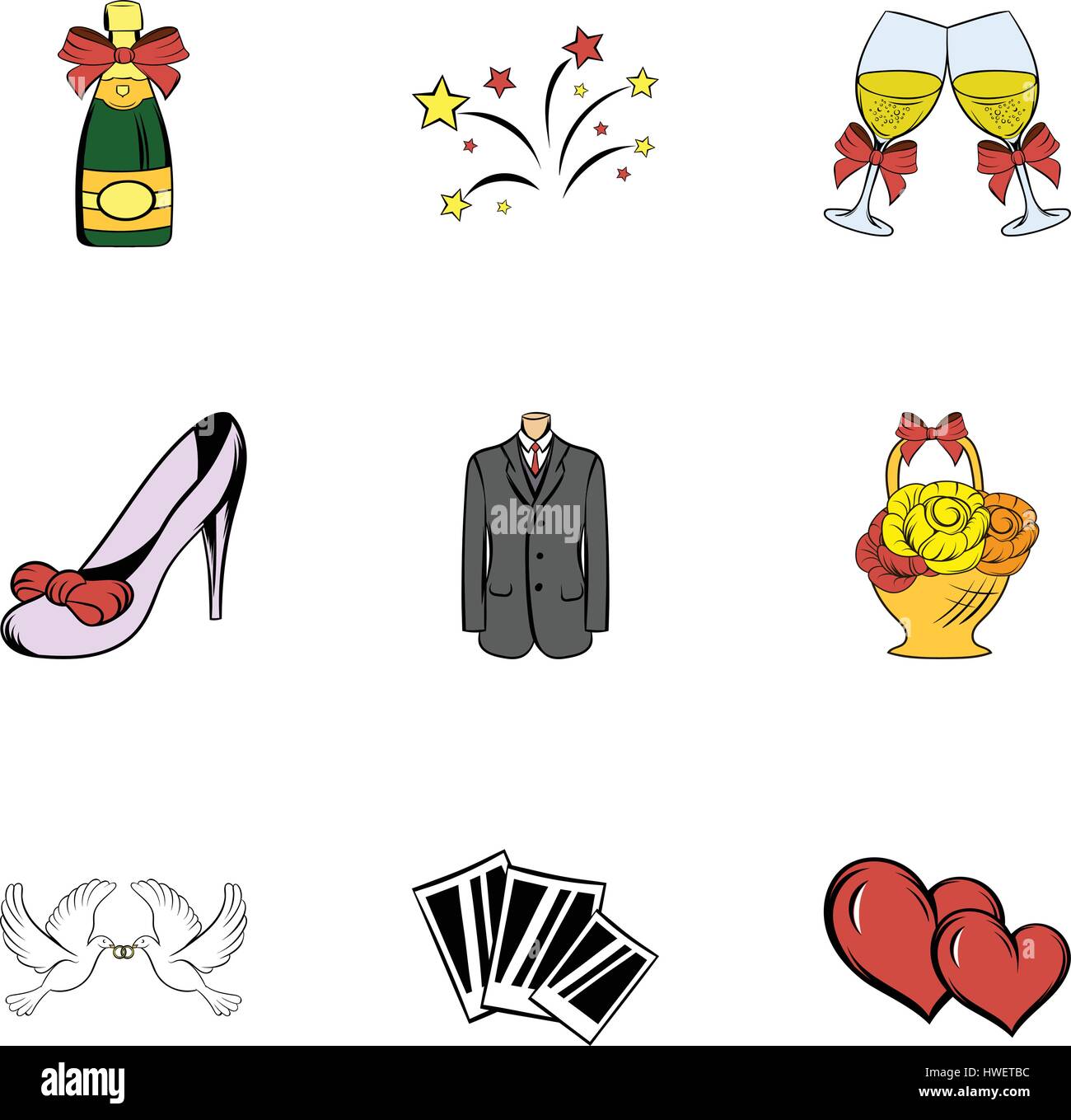 Wedding celebration icons set, cartoon style Stock Vector Image & Art ...