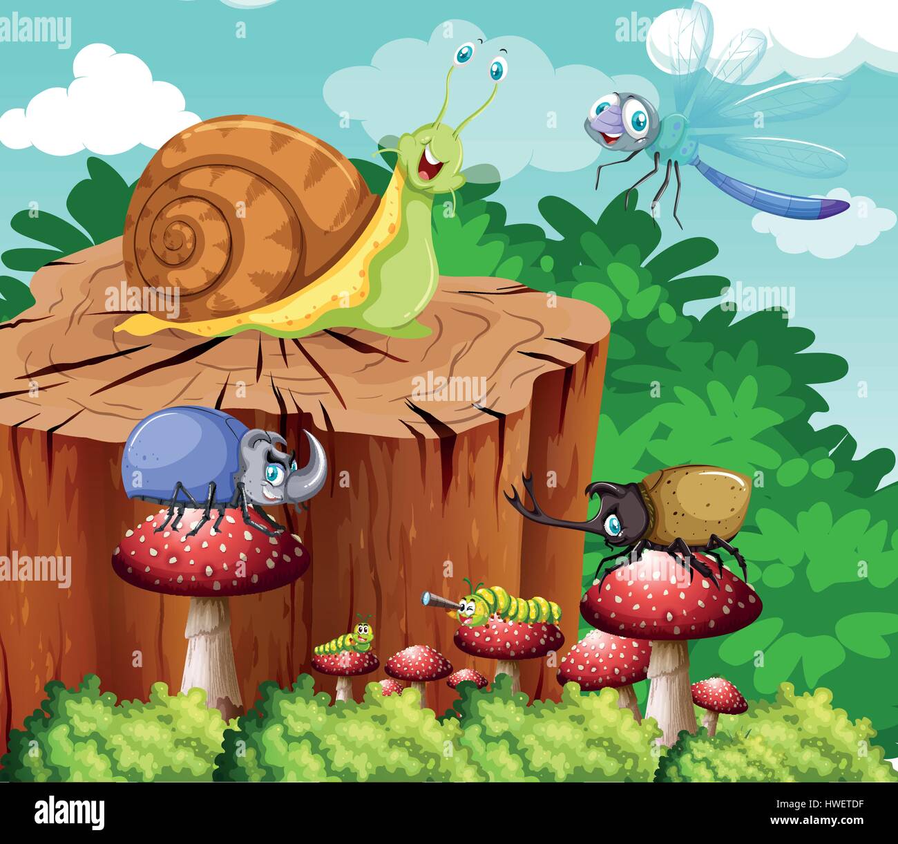 Many insects in garden illustration Stock Vector Image & Art - Alamy