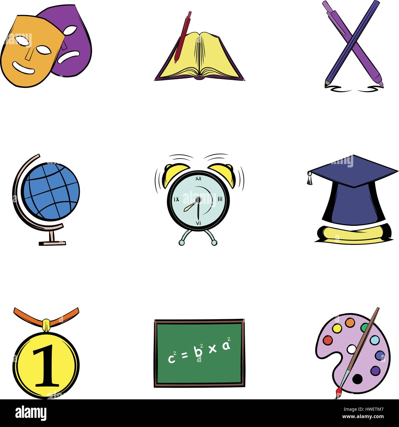 Brain icons set cartoon Cut Out Stock Images & Pictures - Alamy