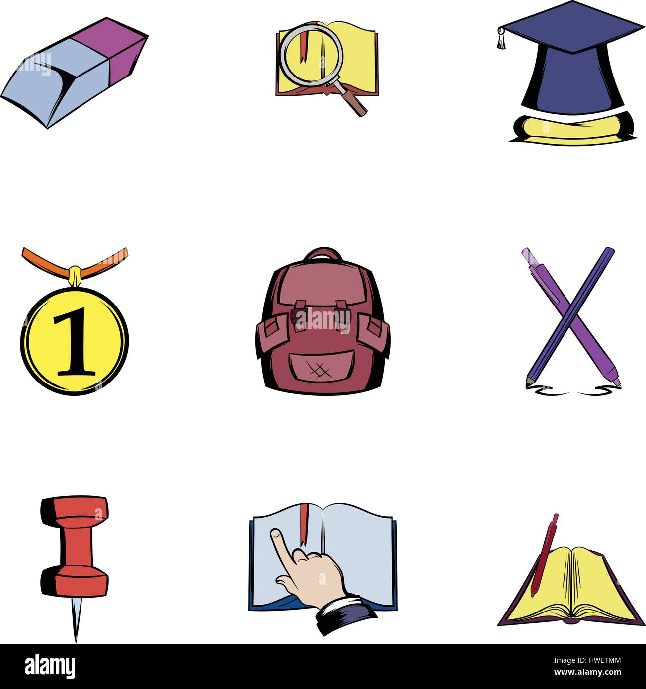 Education icons set, cartoon style Stock Vector Image & Art - Alamy
