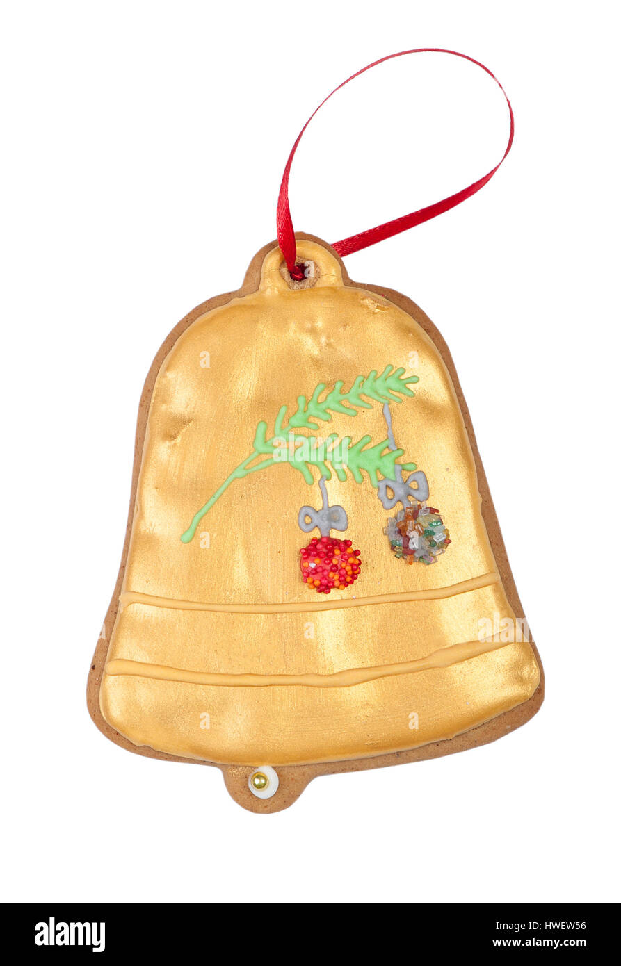Bell gingerbread cookie isolated on white background Stock Photo - Alamy