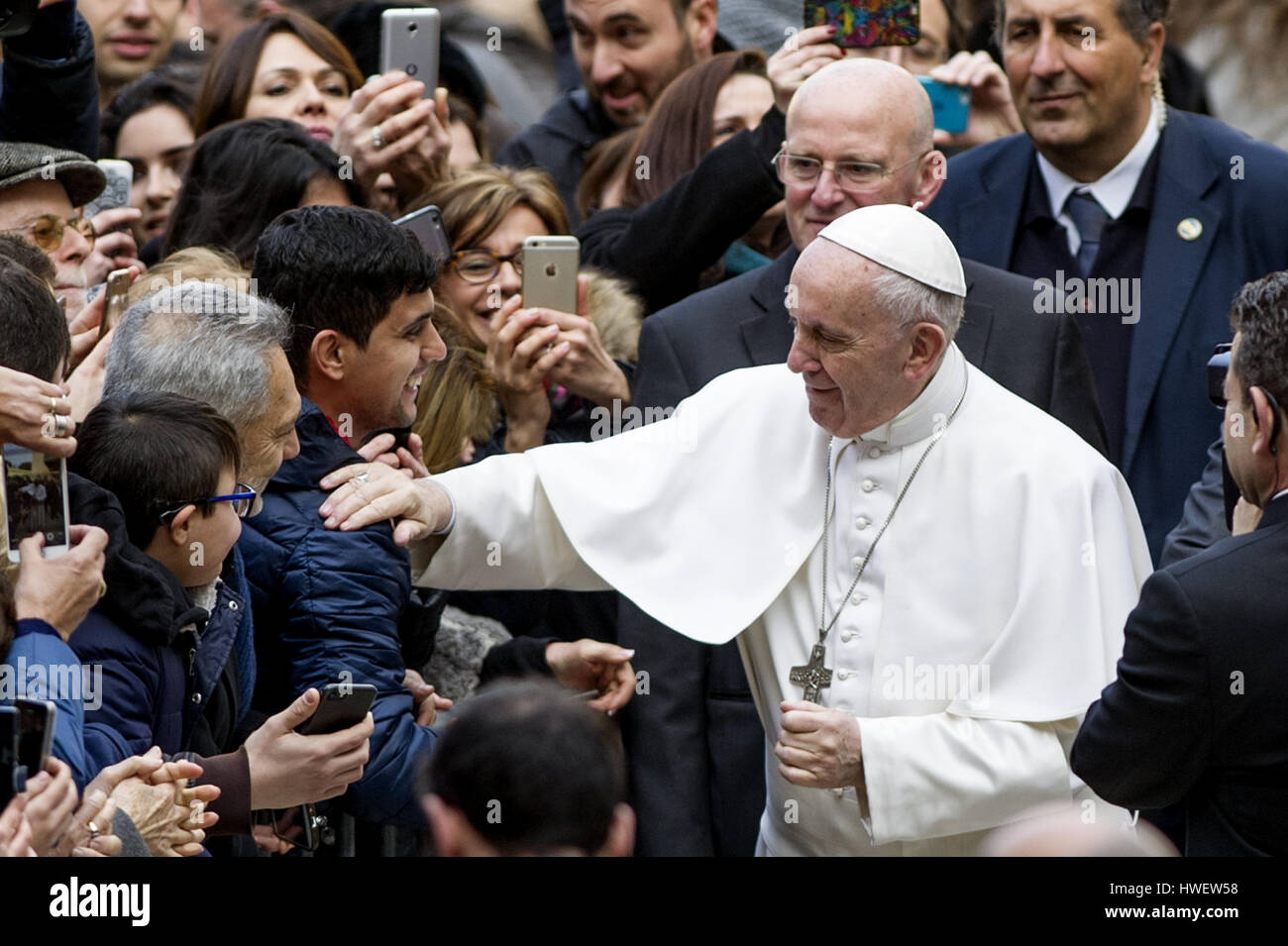 Pope Francis during a visit to Roma Tre University in Rome, Italy, on ...