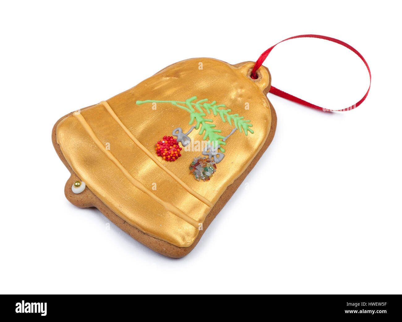 Bell gingerbread cookie isolated on white background Stock Photo - Alamy