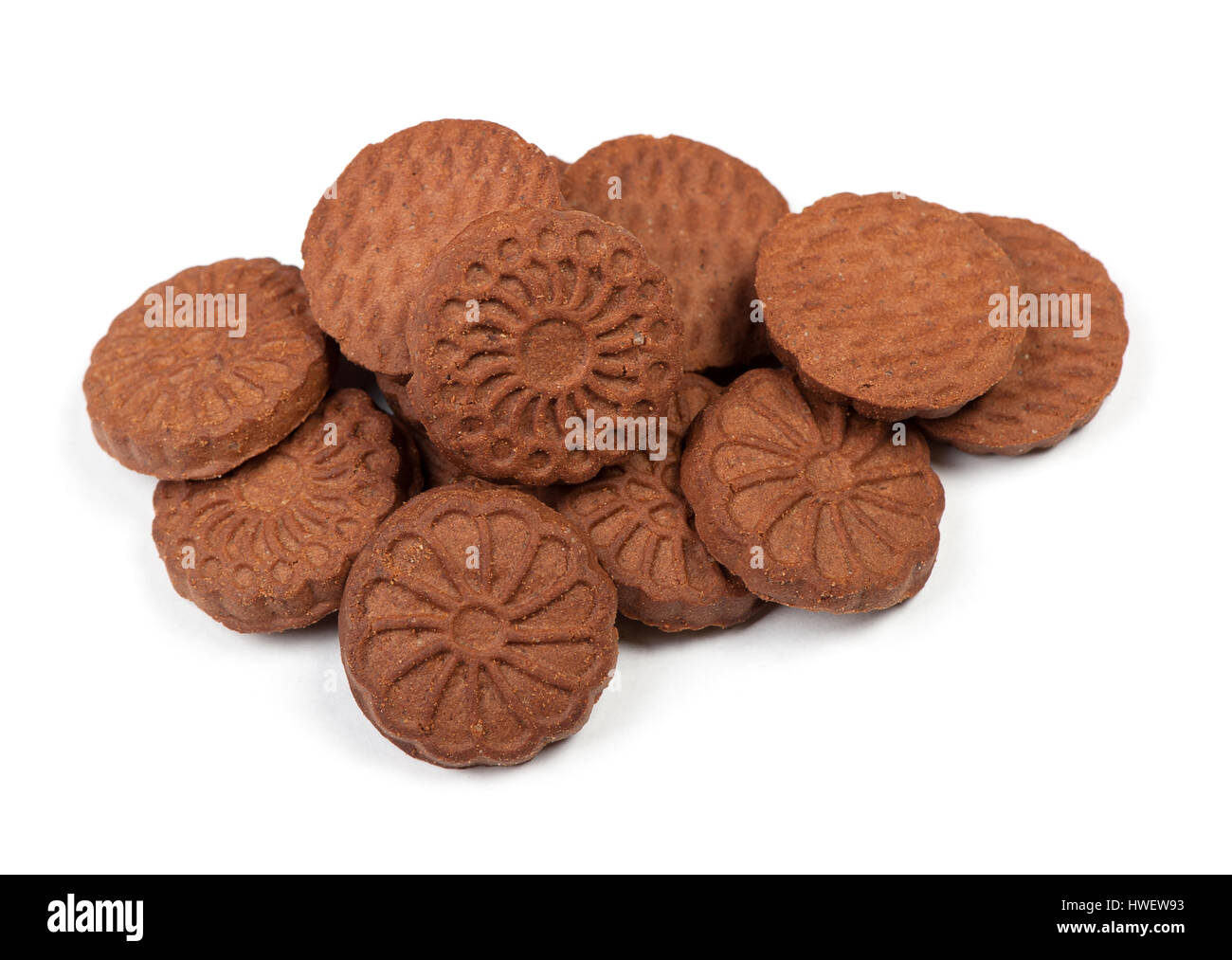 Heap of chocolate cookies isolated on white background Stock Photo - Alamy