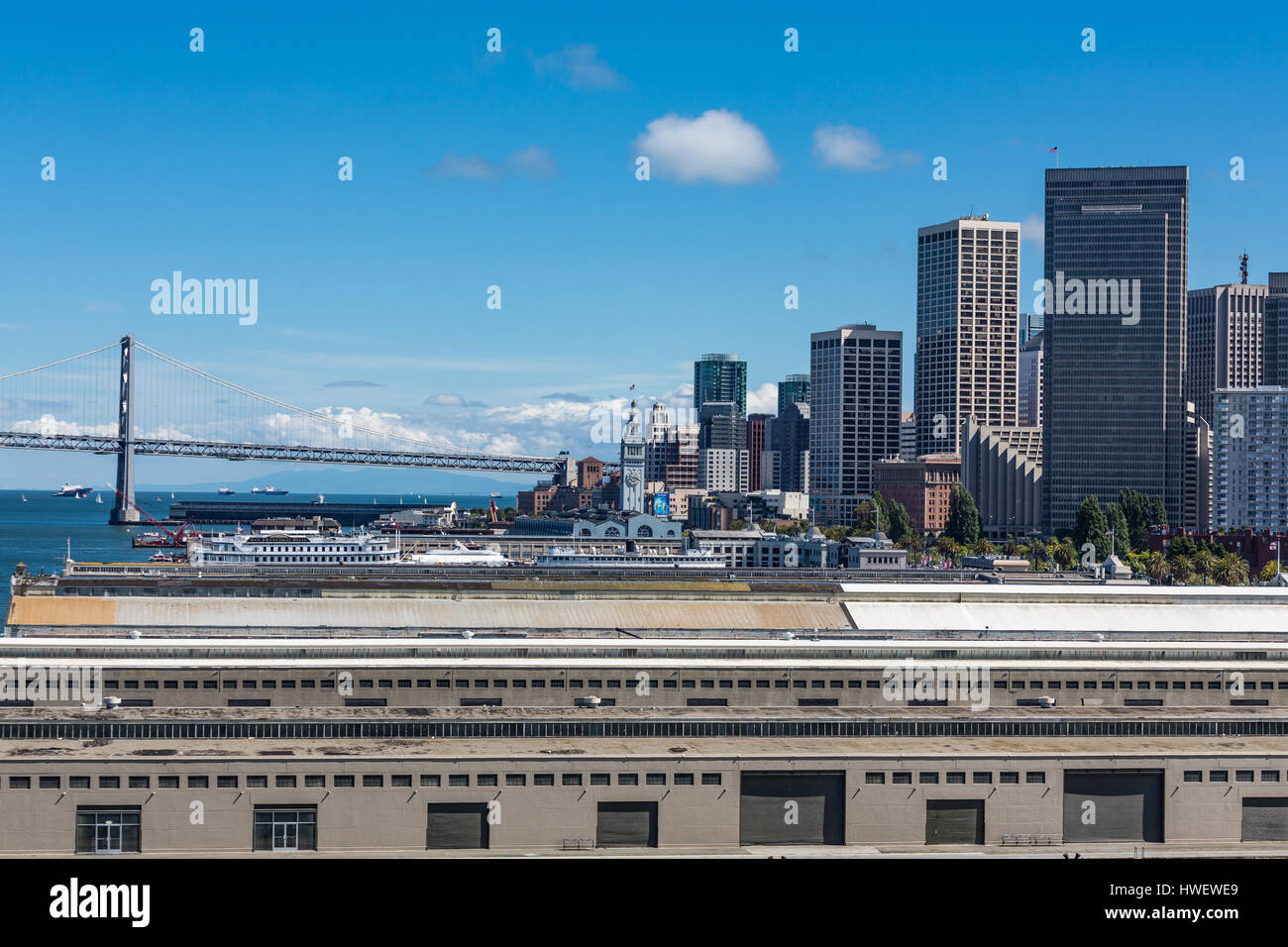 View of Embarcadero and Bay Bridge in San Francisco Stock Photo - Alamy