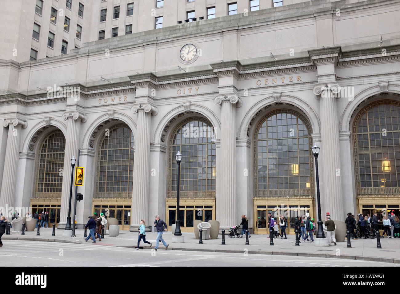 People outside Tower City Center in downtown Cleveland, Ohio, USA Stock ...