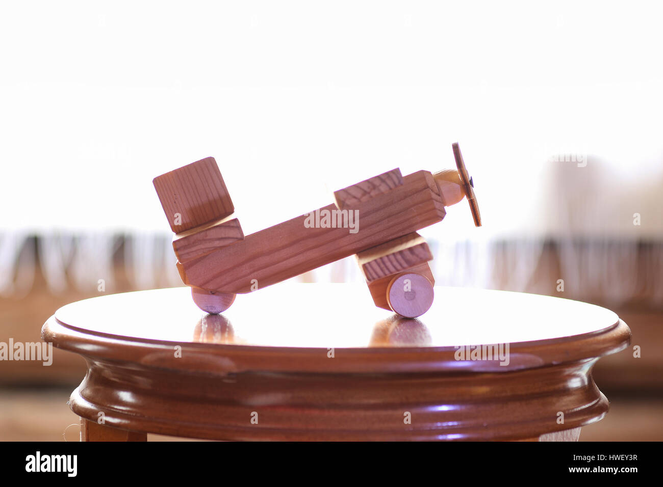 wooden toy airplane on the table Stock Photo - Alamy