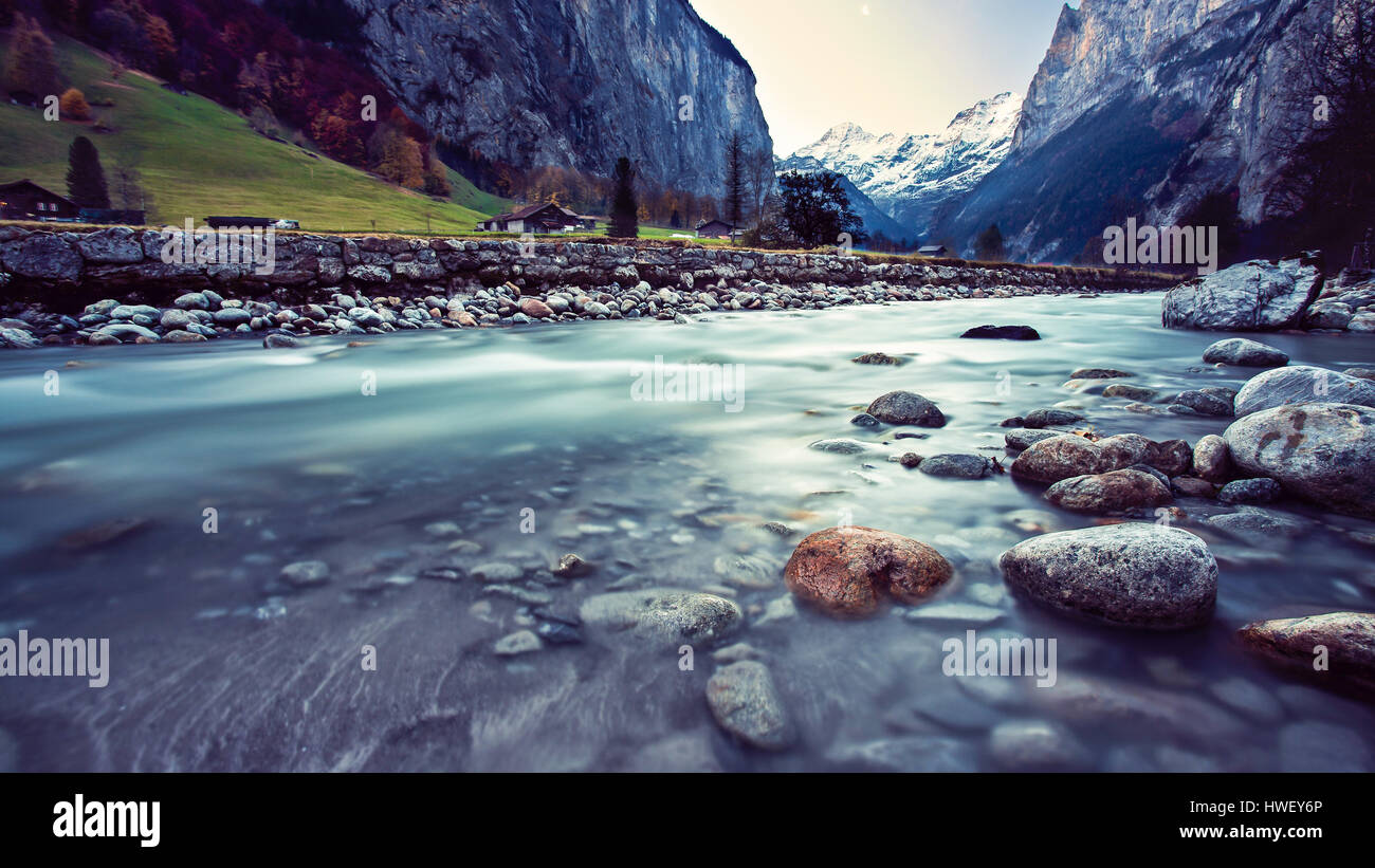 A beautiful rural zone and a cold river Stock Photo - Alamy
