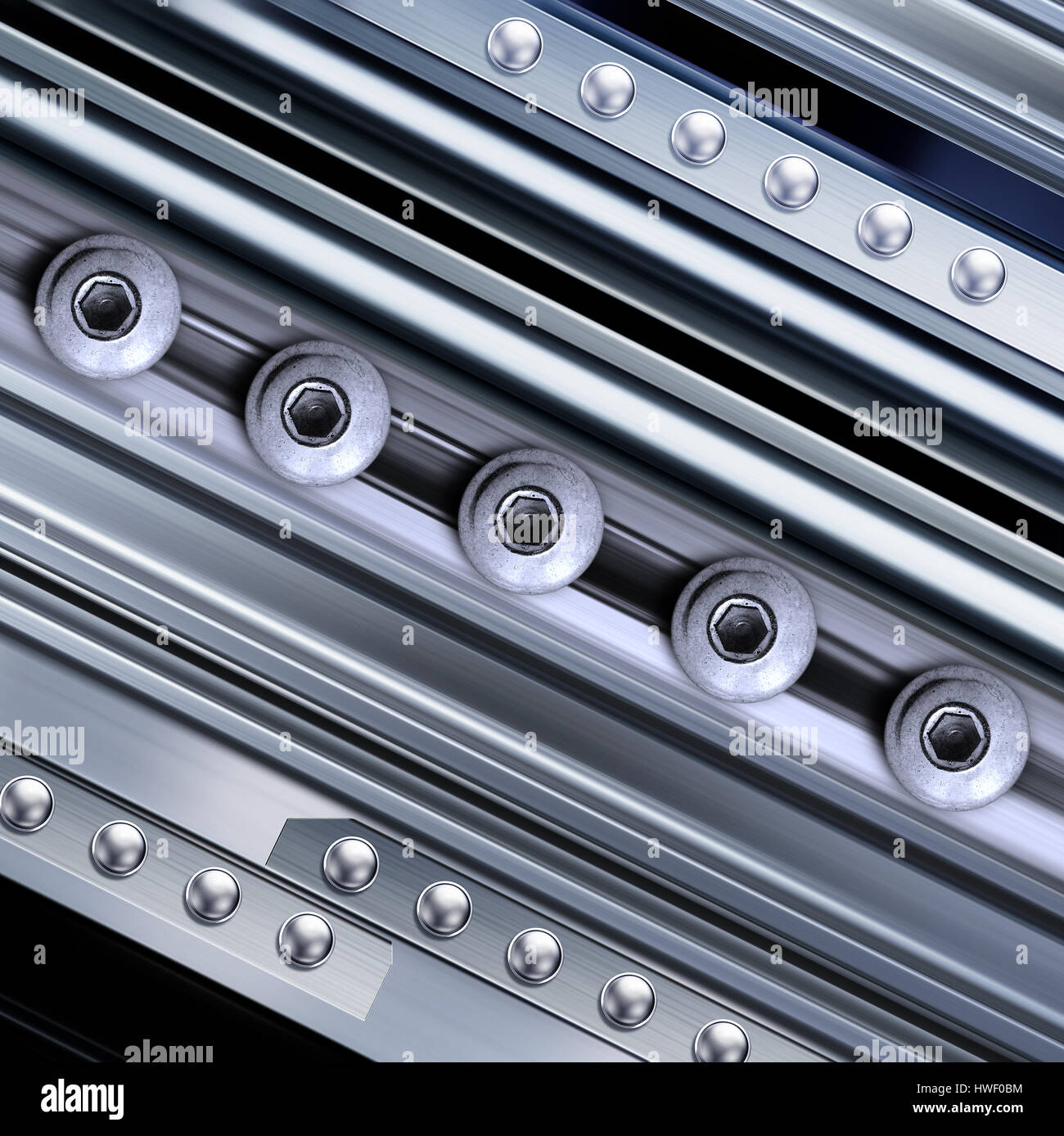 shining metal texture in perspective for background with rivets Stock ...