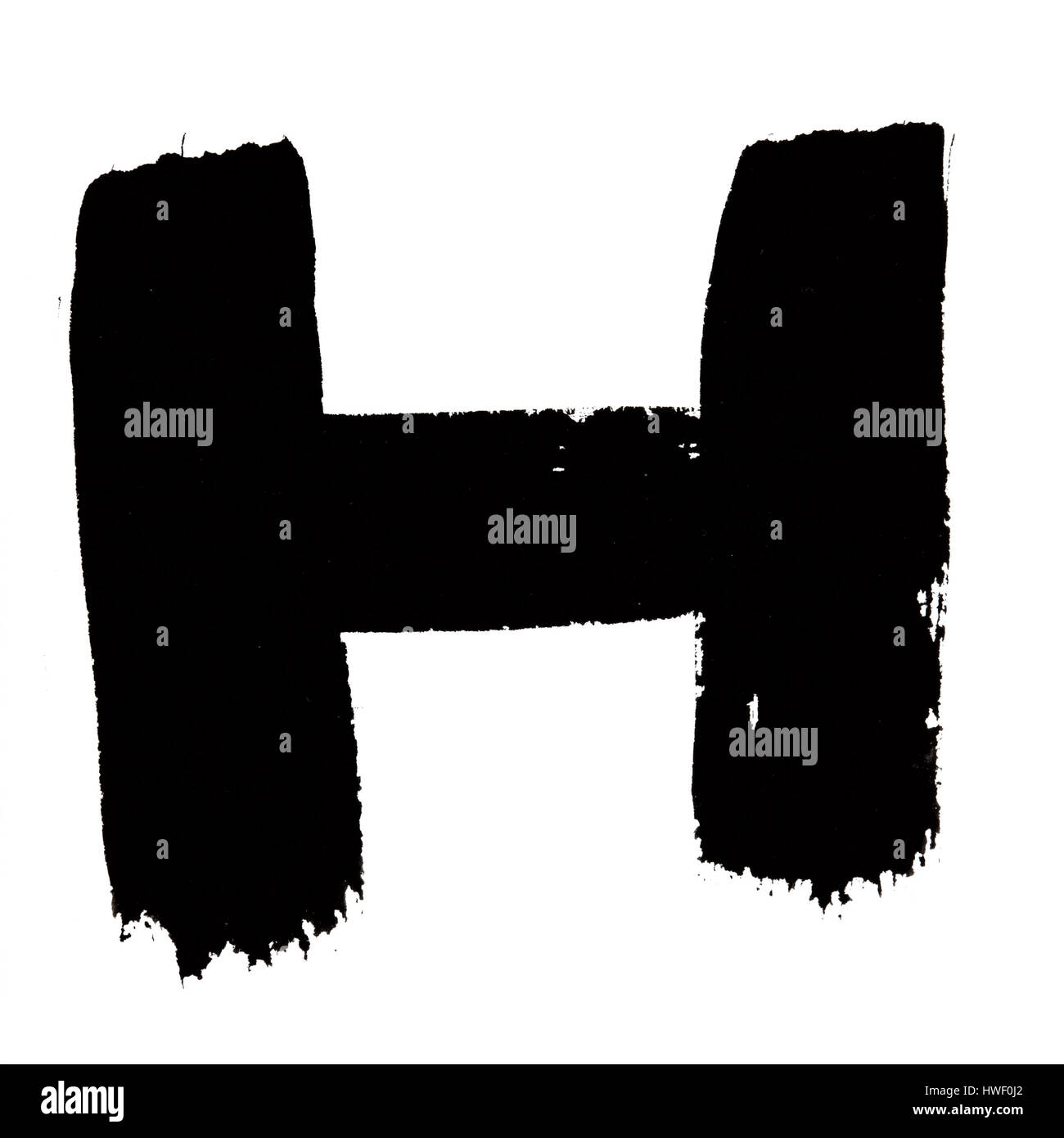 H - Black ink letters isolated over the white background Stock Photo ...
