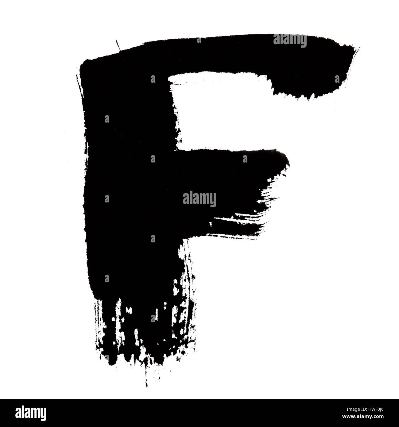 F - Black ink letters isolated over the white background Stock Photo ...