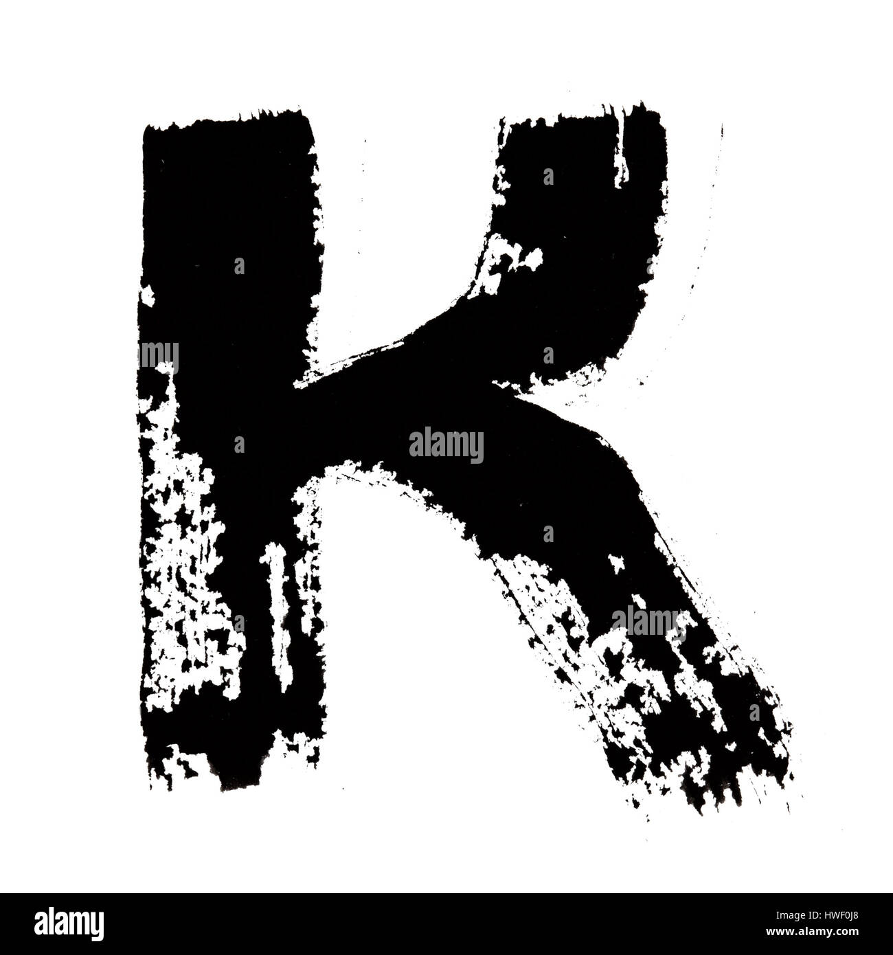 K - Black ink letters isolated over the white background Stock Photo ...