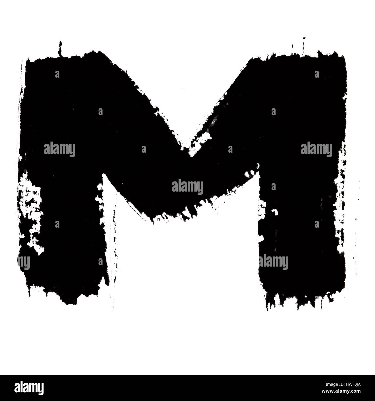 M - Black ink letters isolated over the white background Stock Photo ...