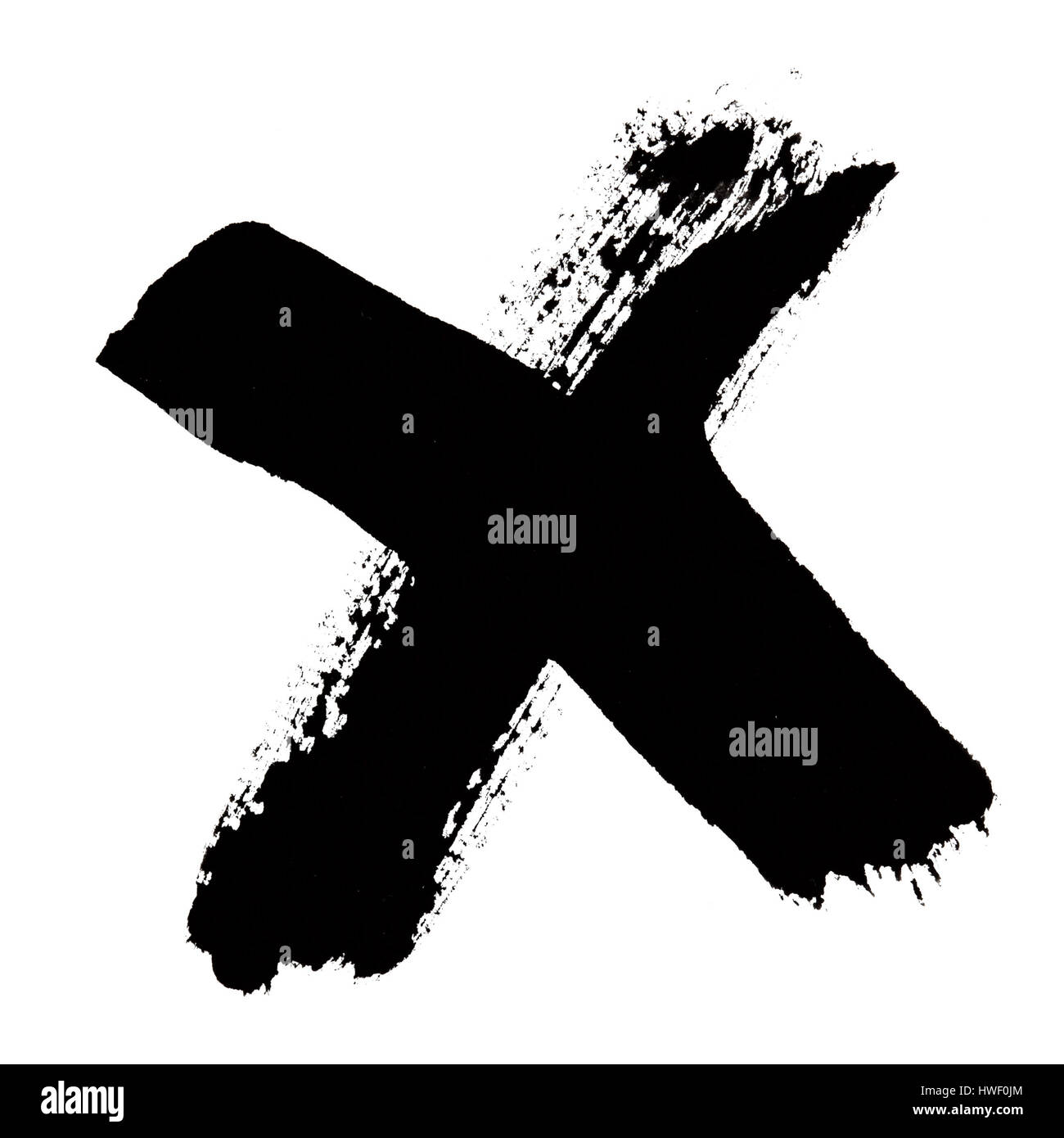 X - Black ink letters isolated over the white background Stock Photo ...