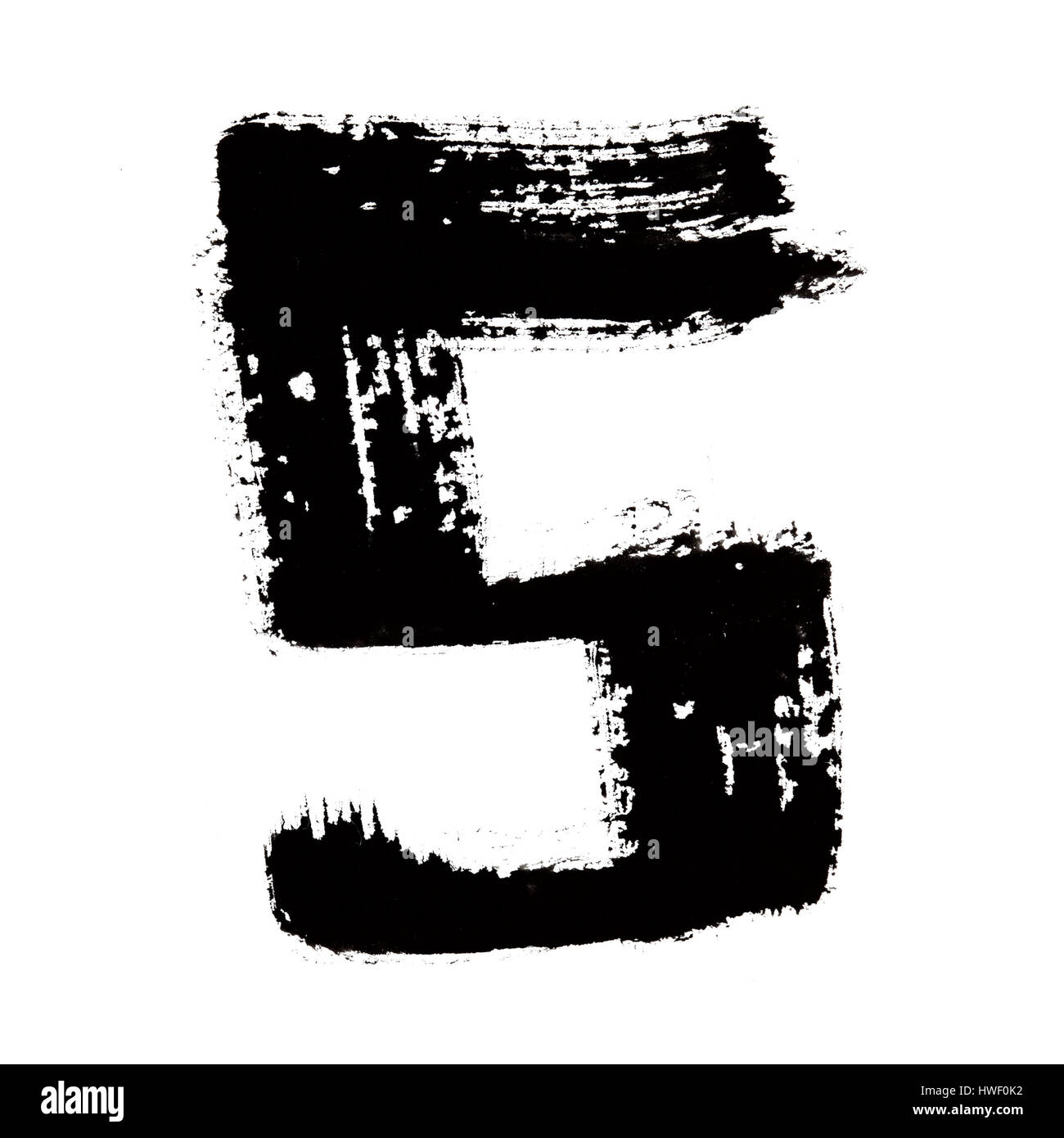 5 - Black ink numbers over the white background Stock Photo - Alamy