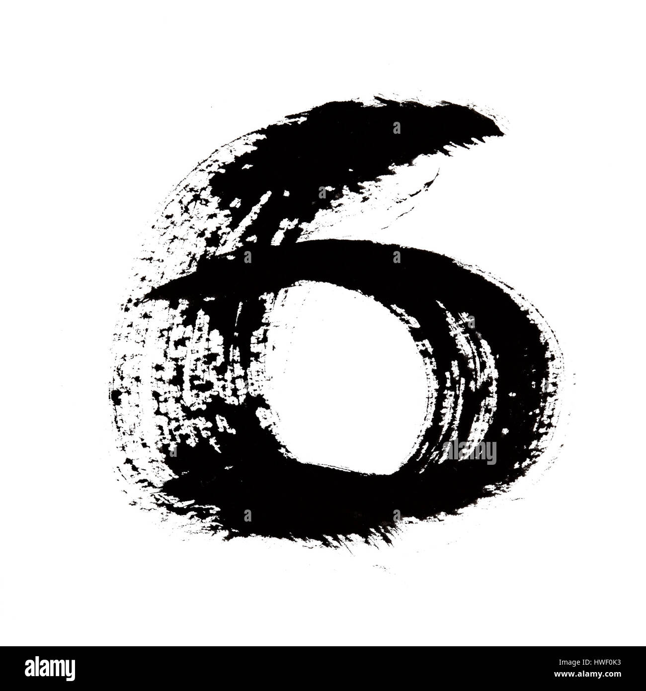 6 - Black ink numbers over the white background Stock Photo - Alamy