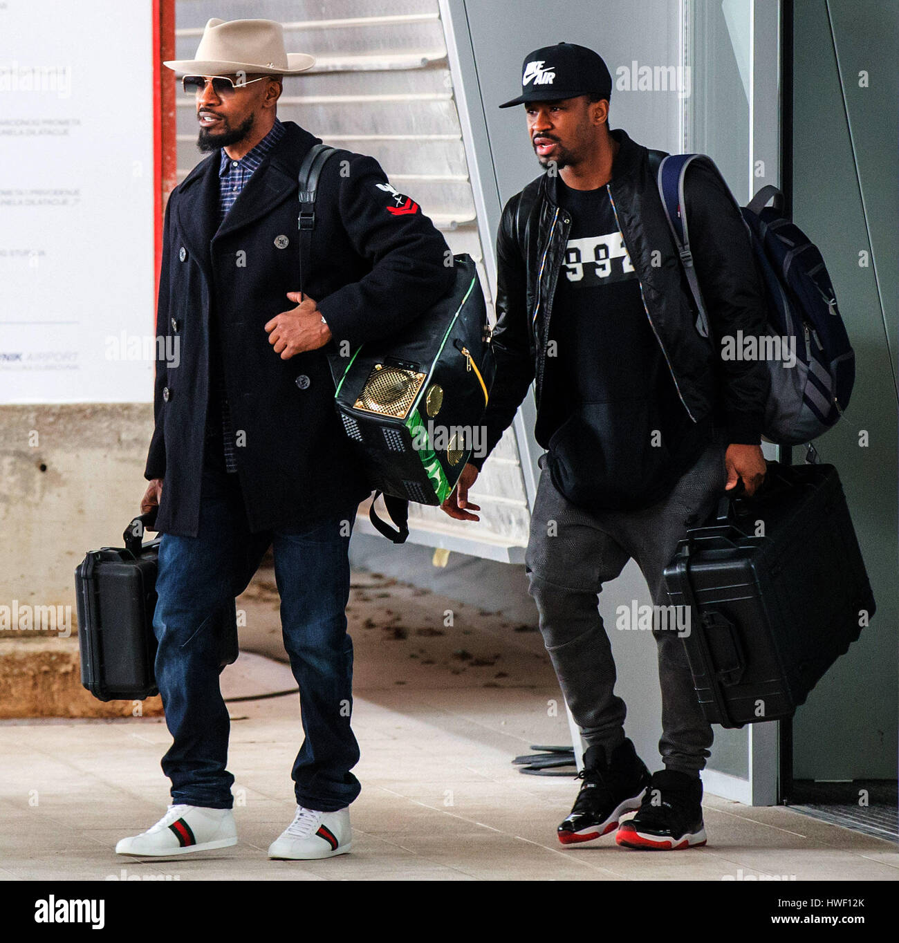 Jamie Foxx arrives at Dubrovnik Airport, Croatia for the filming of ...