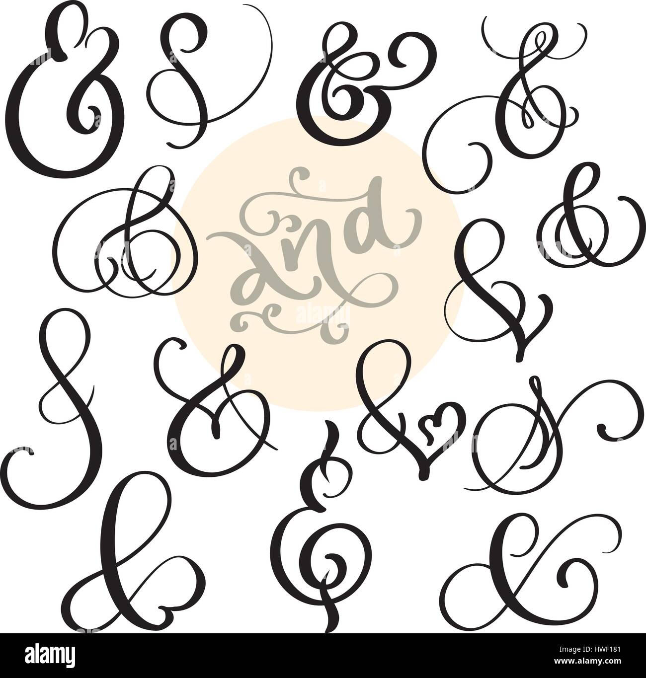 vector set Vintage sign And Ampersand on white background. Calligraphy ...