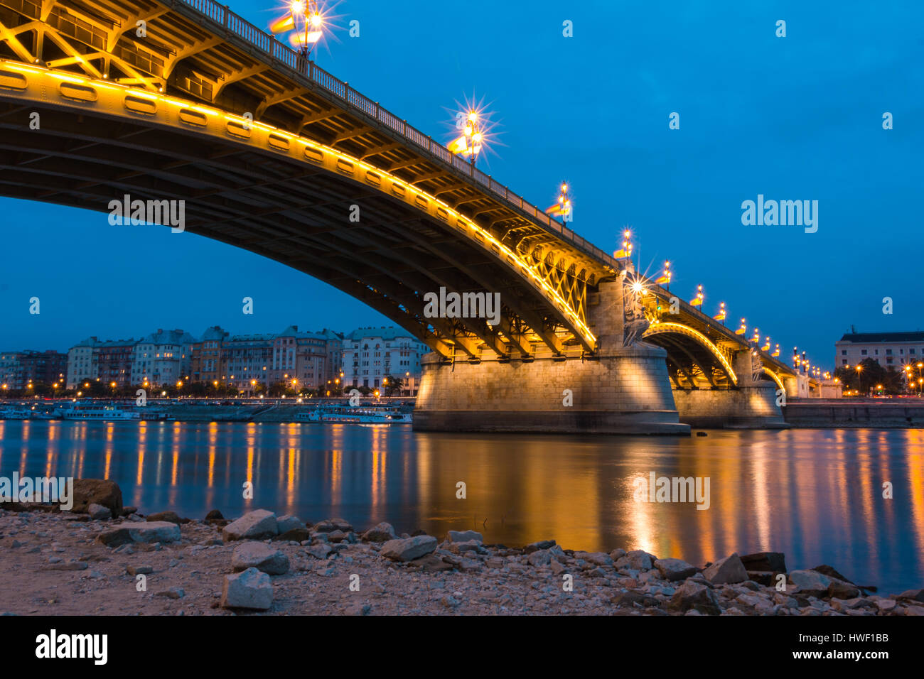 The Margaret Bridge over the Danube in Budapest, Hungary Stock Photo ...