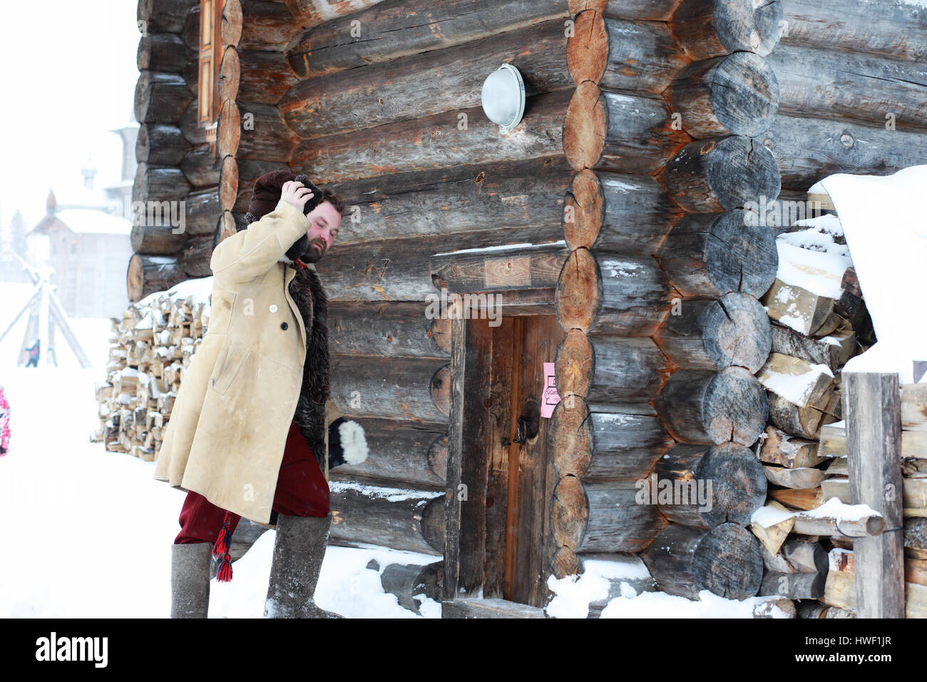Traditional winter costume of peasant medieval age in russia Stock ...