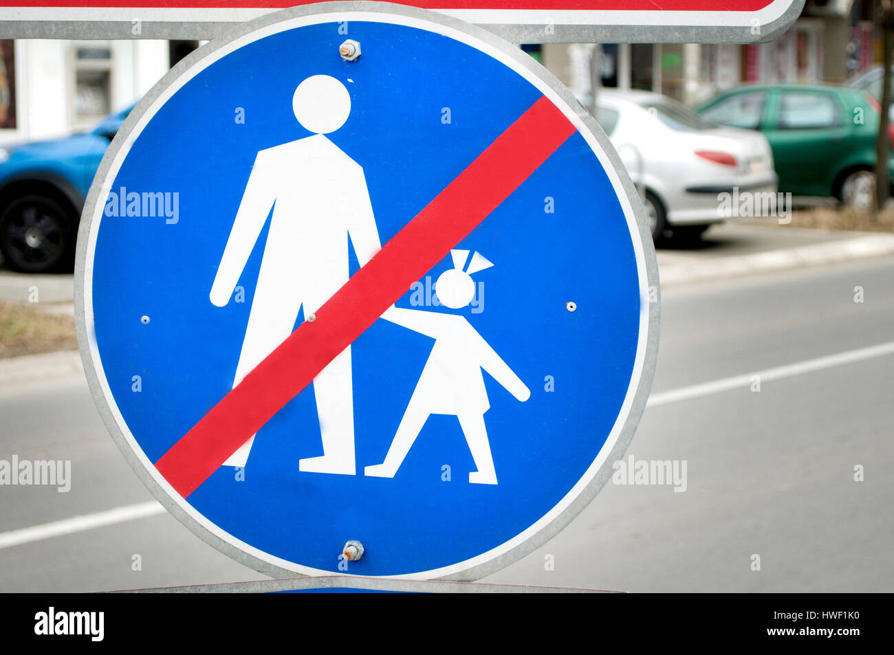 Traffic sign indicating that you are leaving the area where the kids ...