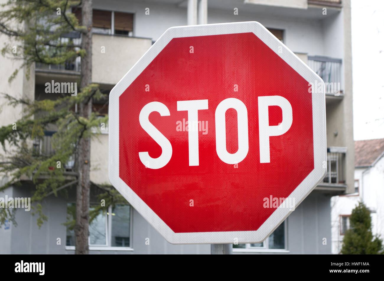 Traffic sign indicating that you need to stop in the street, Novi Sad ...