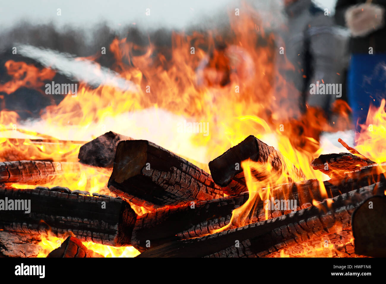 Closeup burning tree logs bright hi-res stock photography and images ...