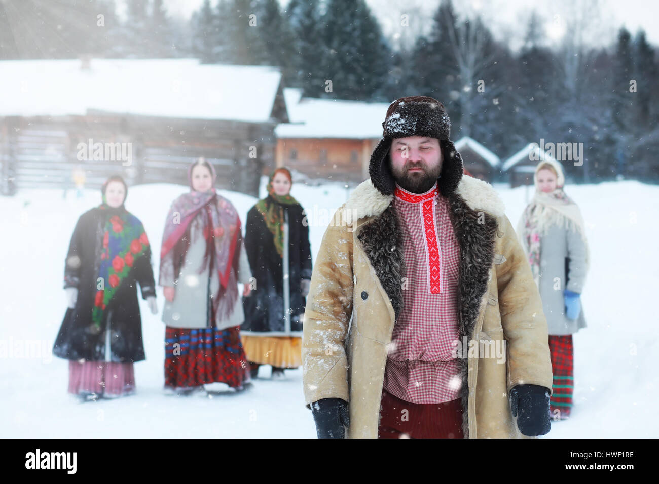 Traditional winter costume peasant medieval hi-res stock photography ...