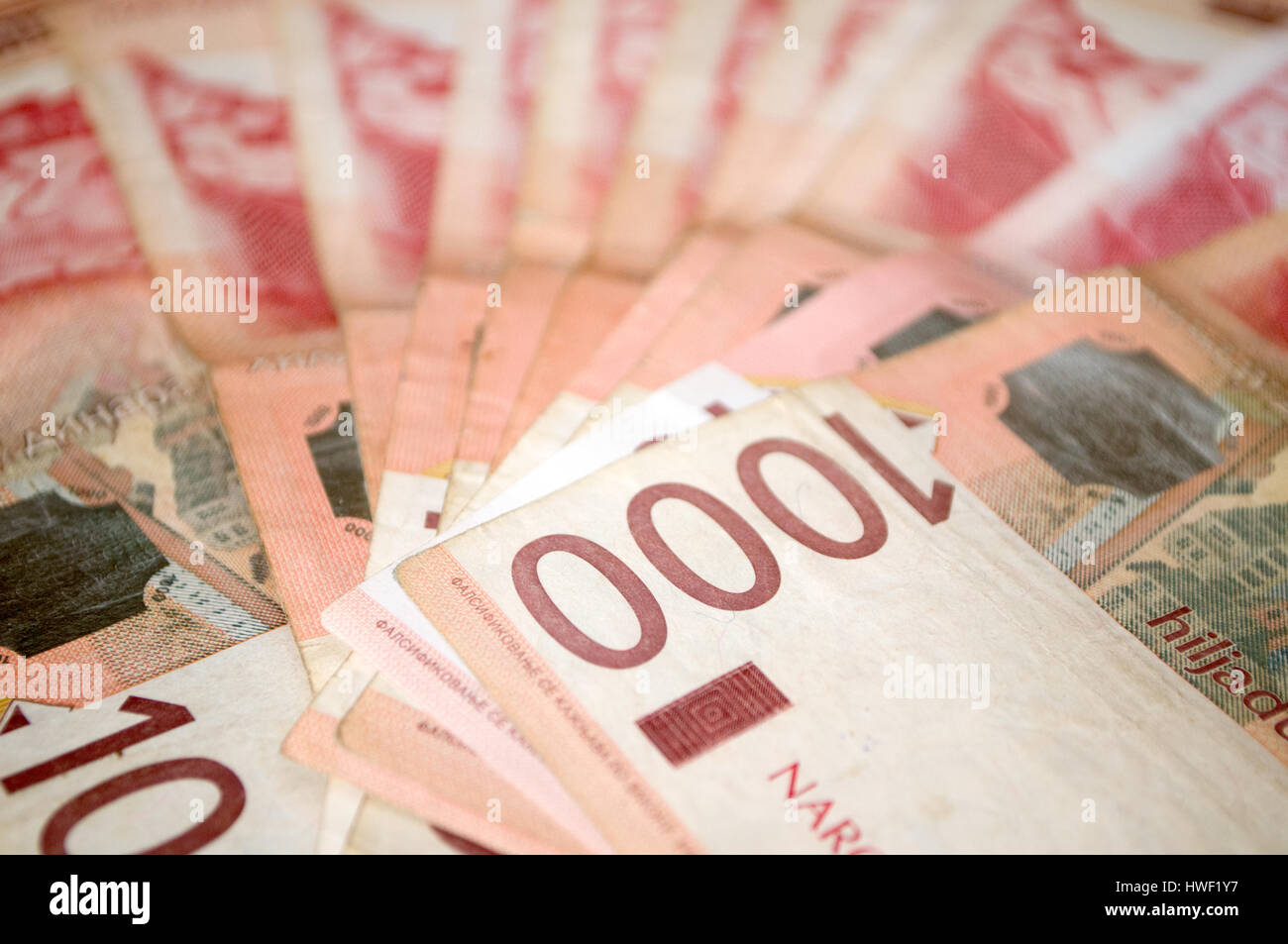 Serbian dinar money, banknotes of 1,000 dinars Stock Photo - Alamy