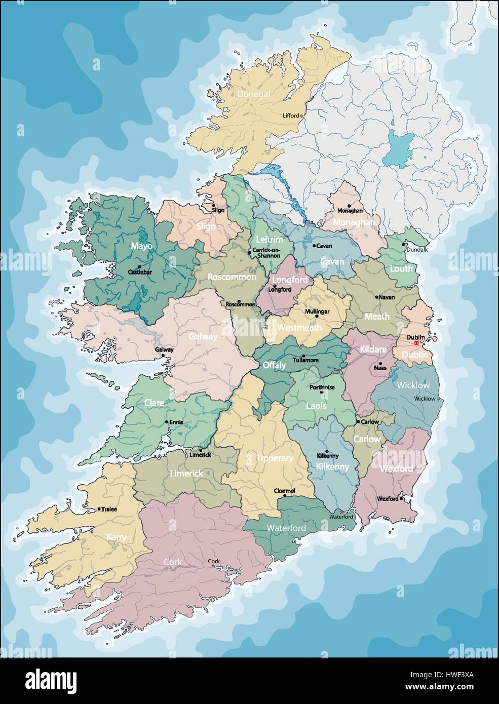 Irish border map hi-res stock photography and images - Alamy