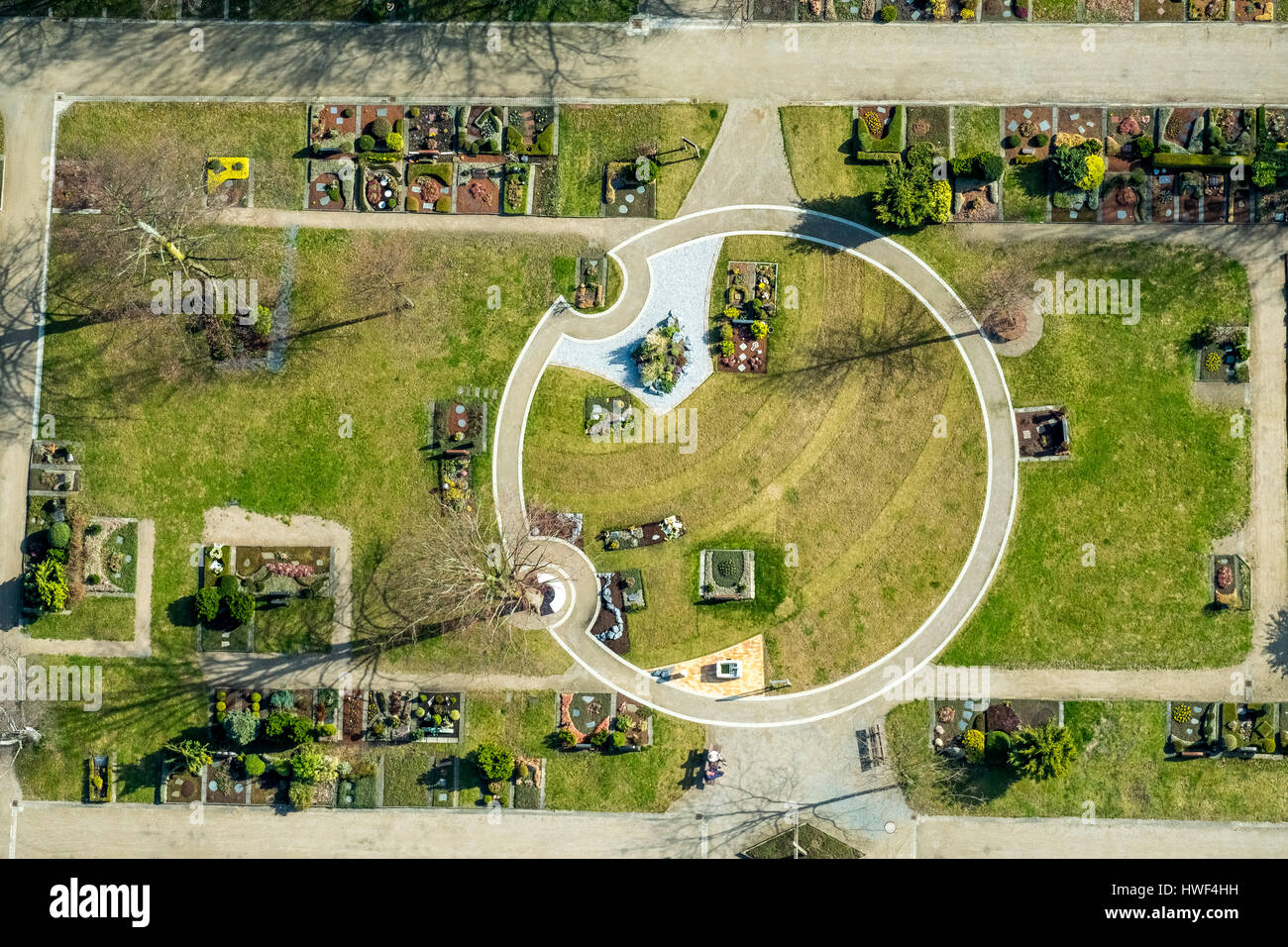 Burial ground; Graveyard; Cemetery paths; Ways; Circular path; Round ...