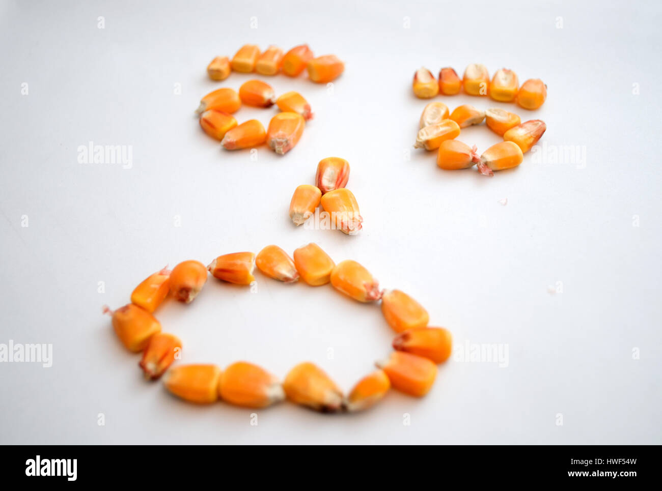 Healthy ecological corn surprised smiley face on a white background ...