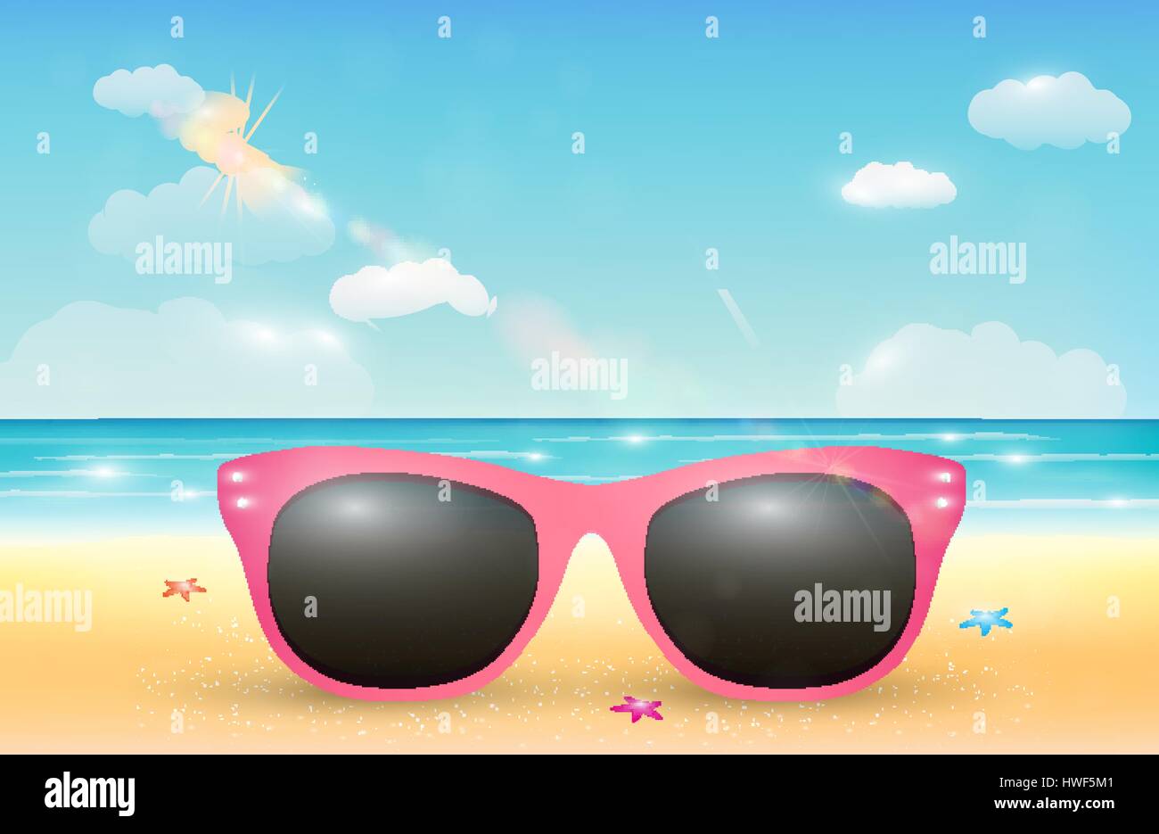 Pink sand beach Stock Vector Images - Alamy