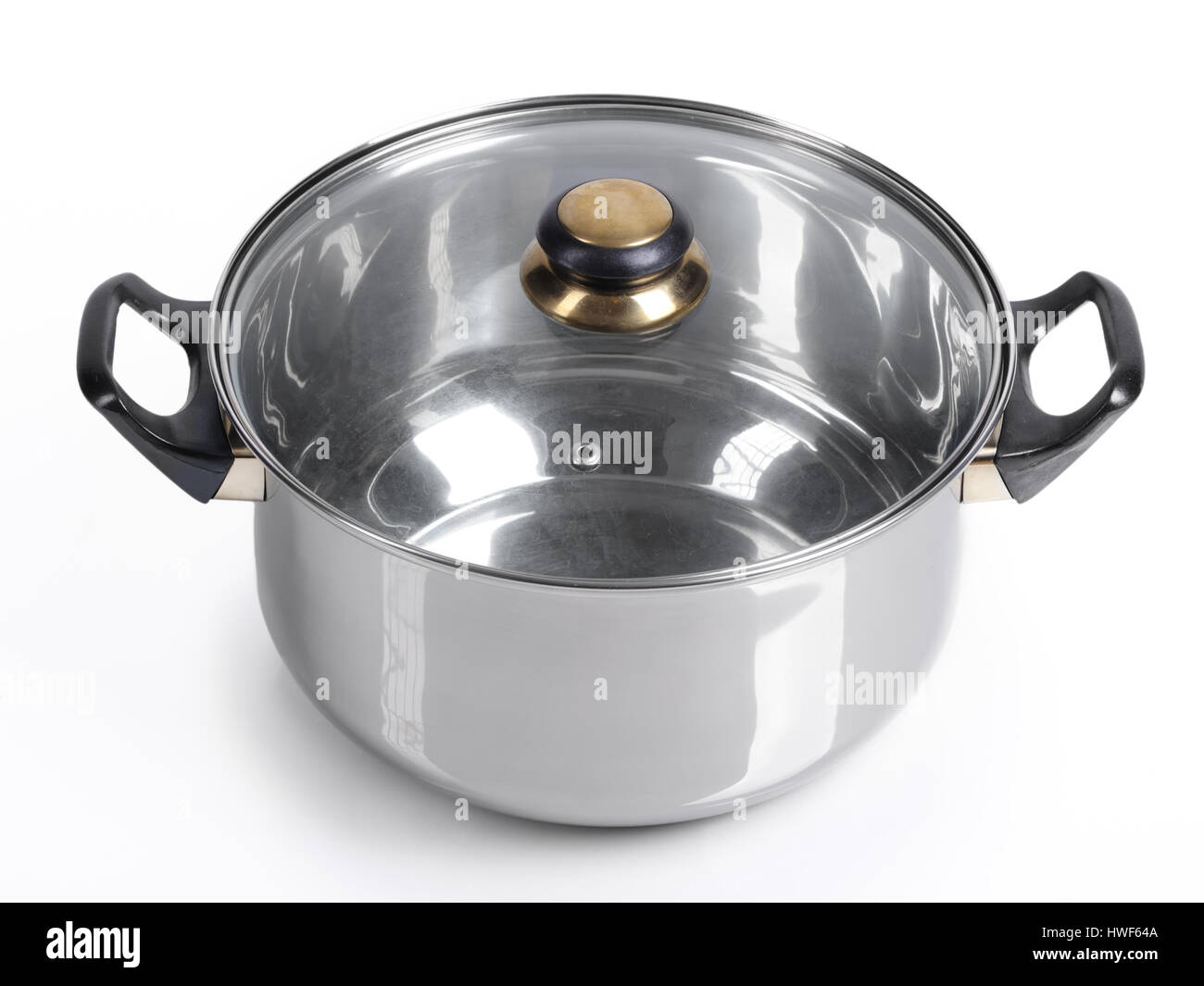 Metallic pan on isolated on white background Stock Photo - Alamy