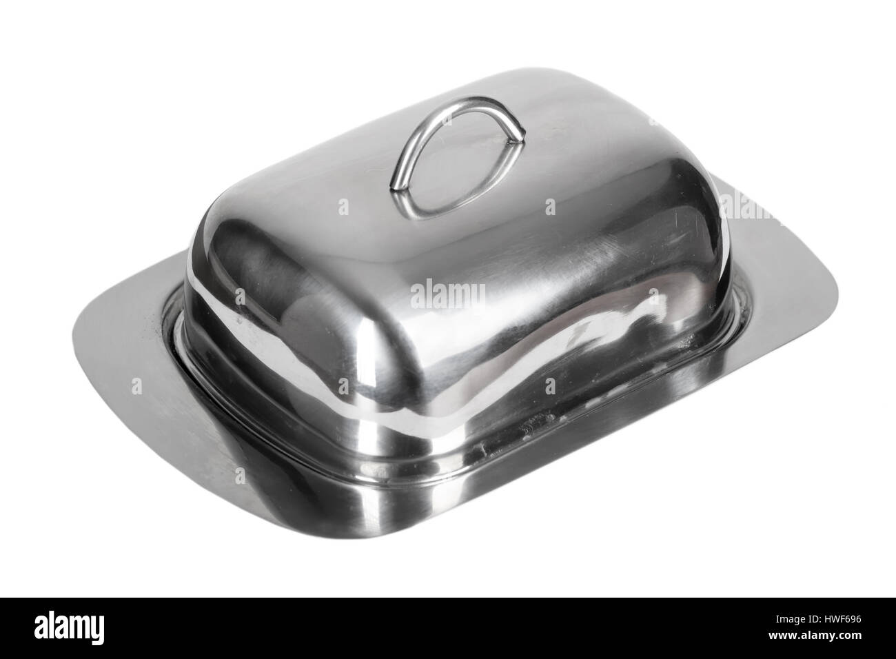 Stainless steel dish isolated on white Stock Photo - Alamy