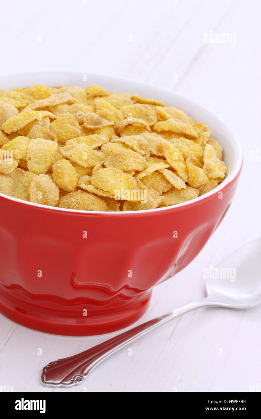 Delicious and nutritious breakfast corn flakes on retro vintage styling ...