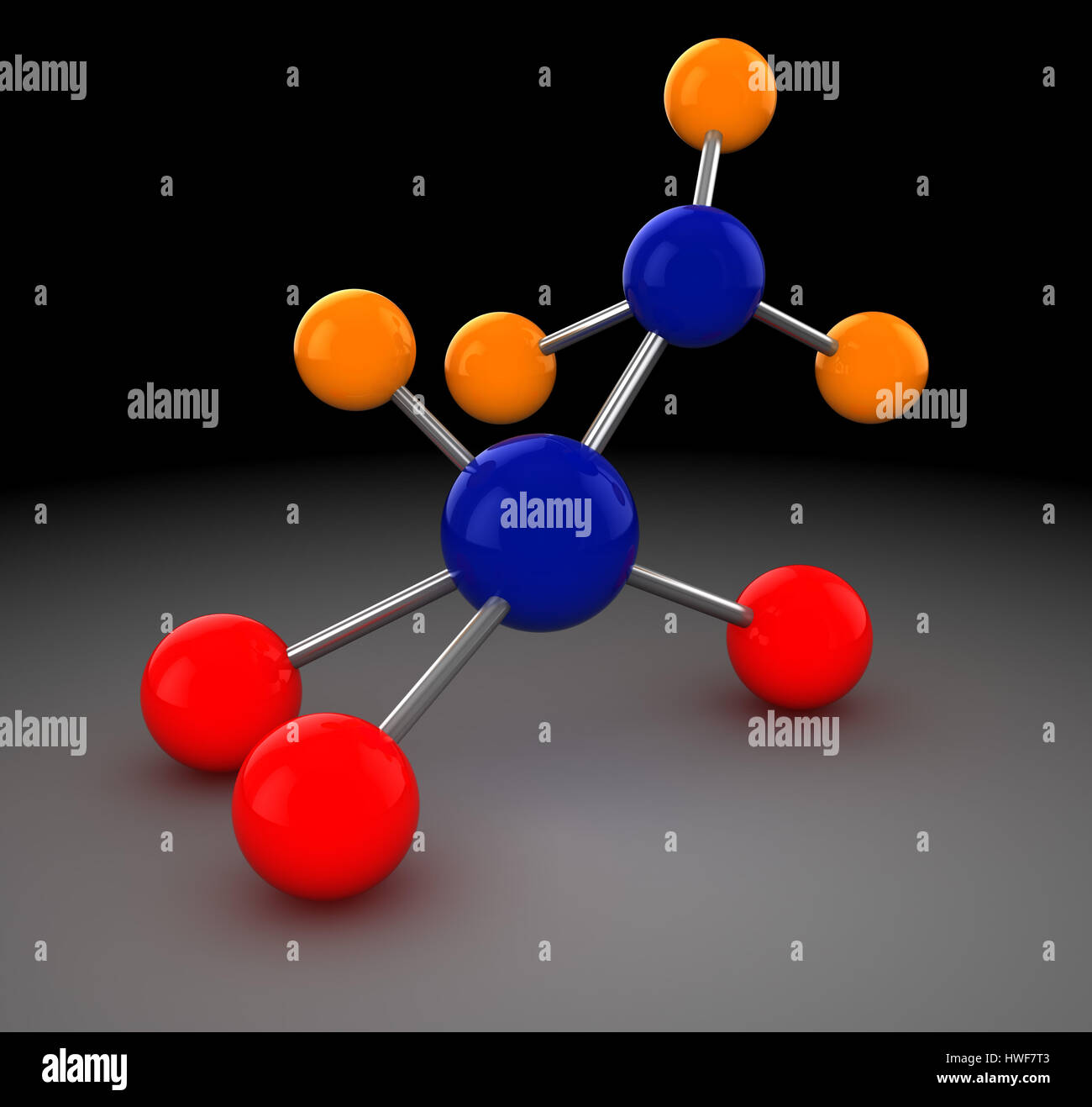 abstract 3d illustration of molecule model over dark background Stock ...