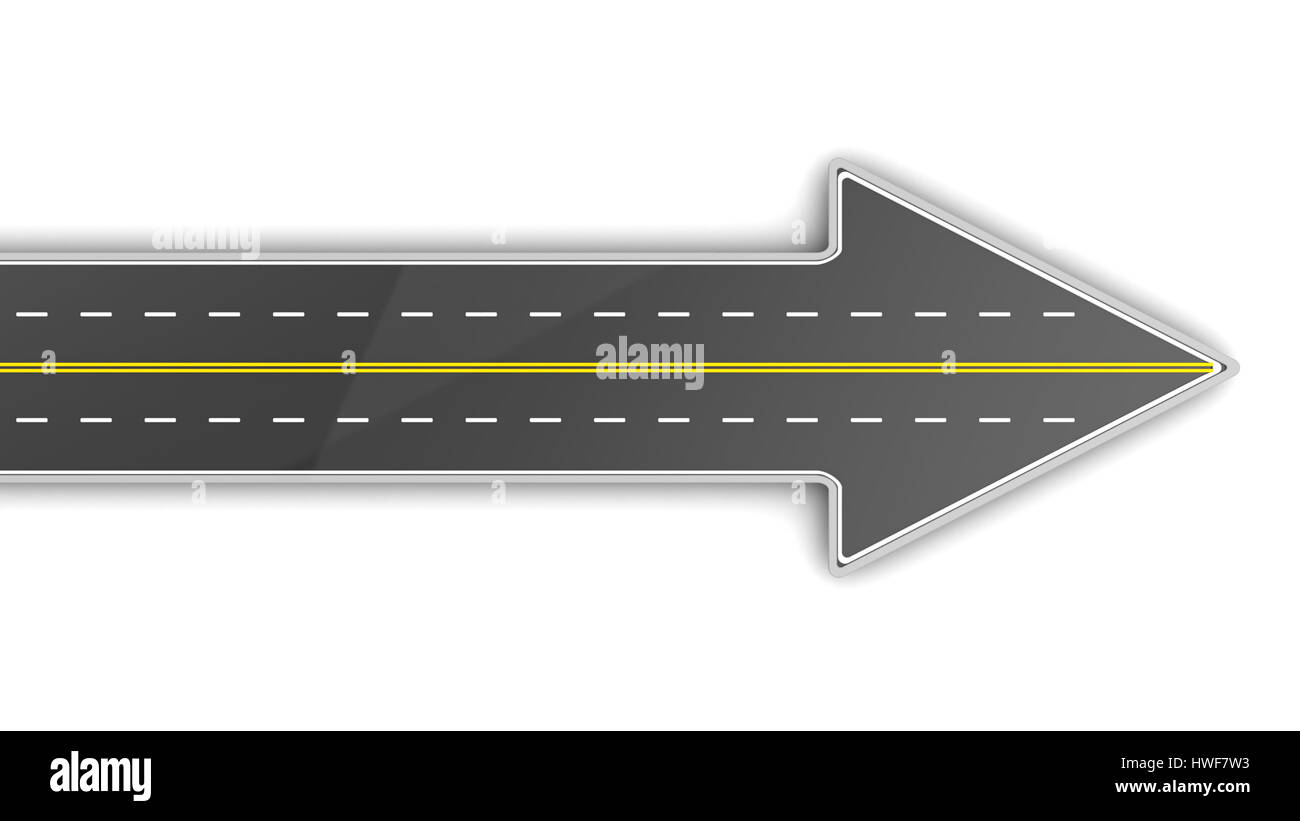 3d illustration of arrow shapes asphalt road over white background ...