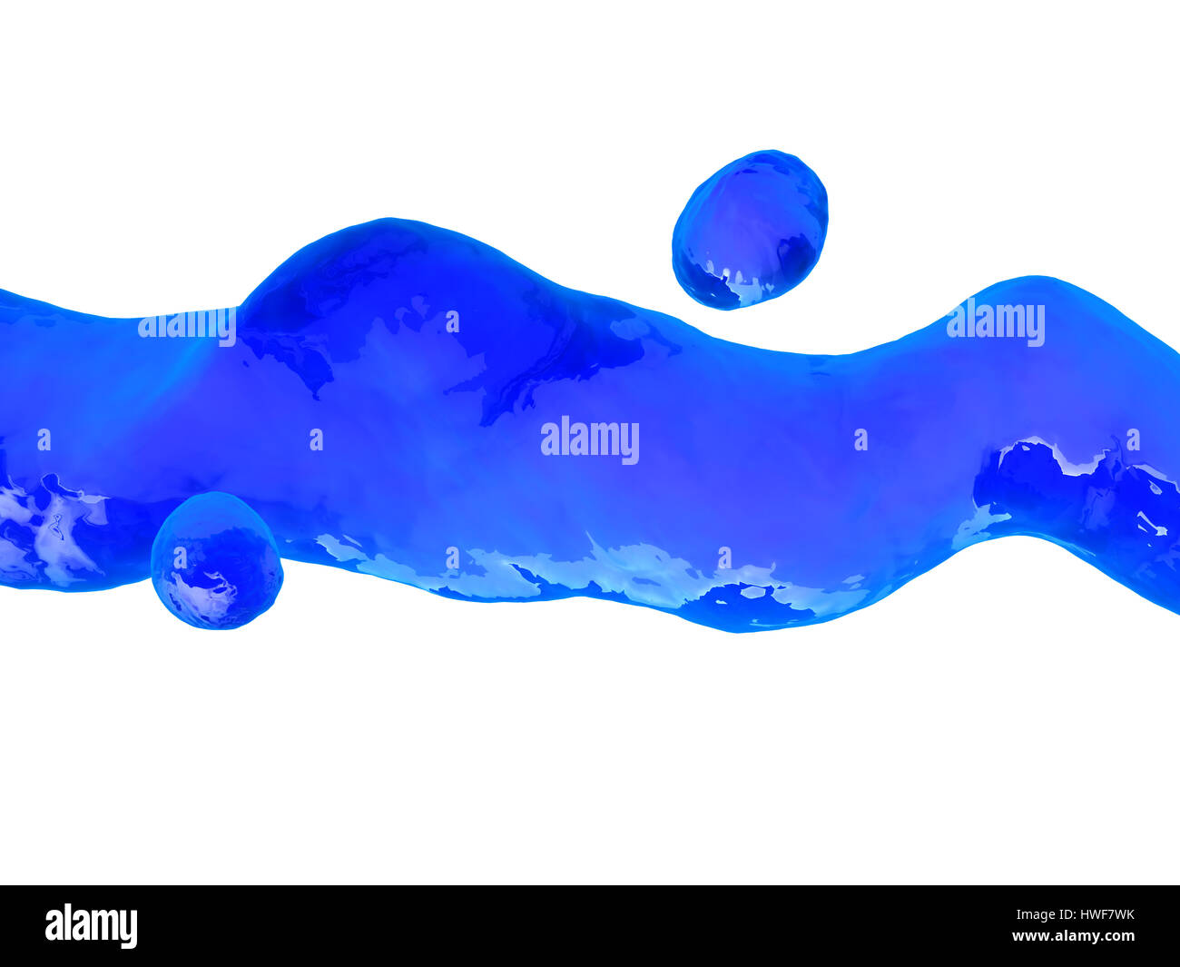 3d illustration of blue water stream isolated over white background ...