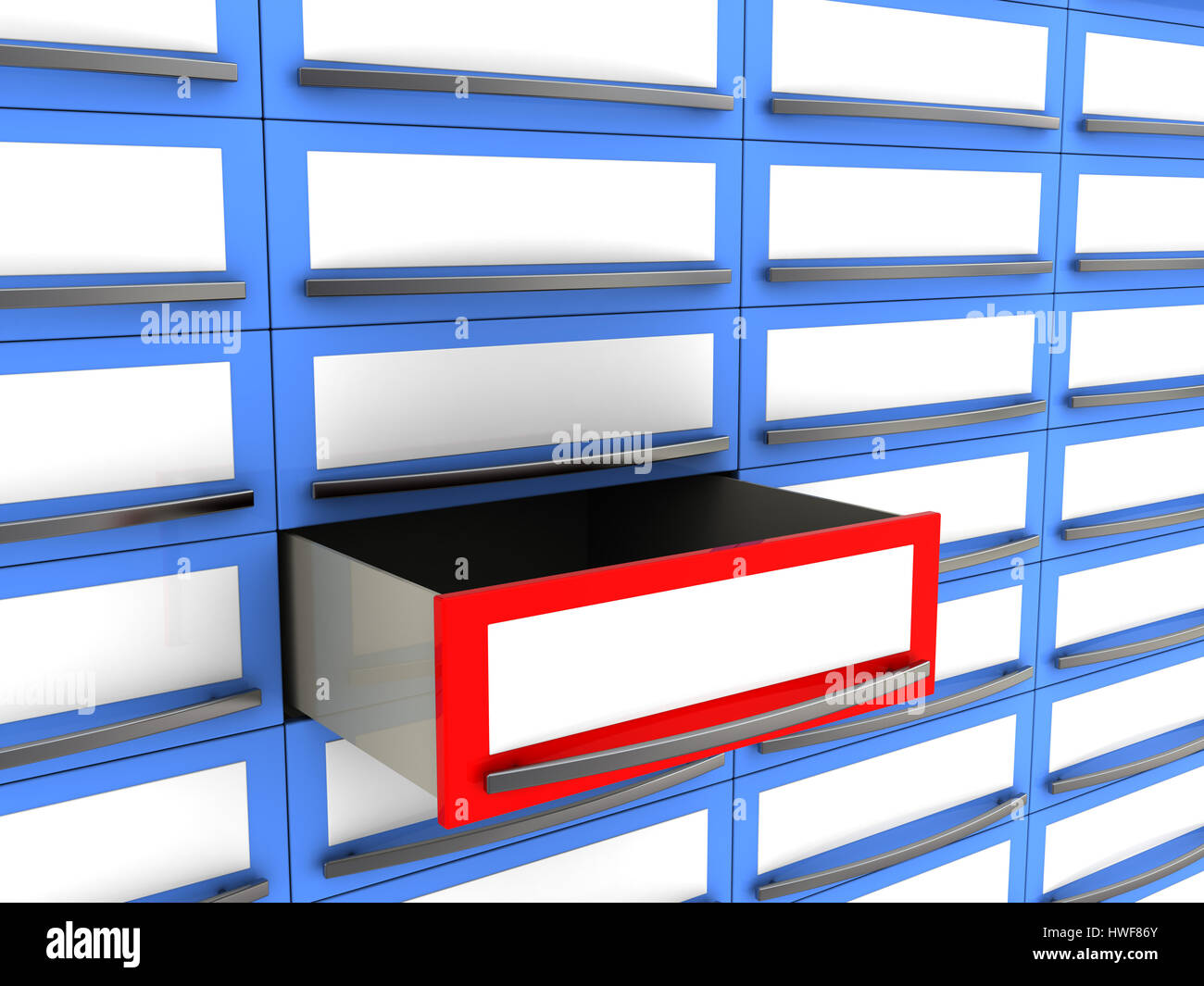 abstract 3d illustration of archive boxes with one selected Stock Photo ...