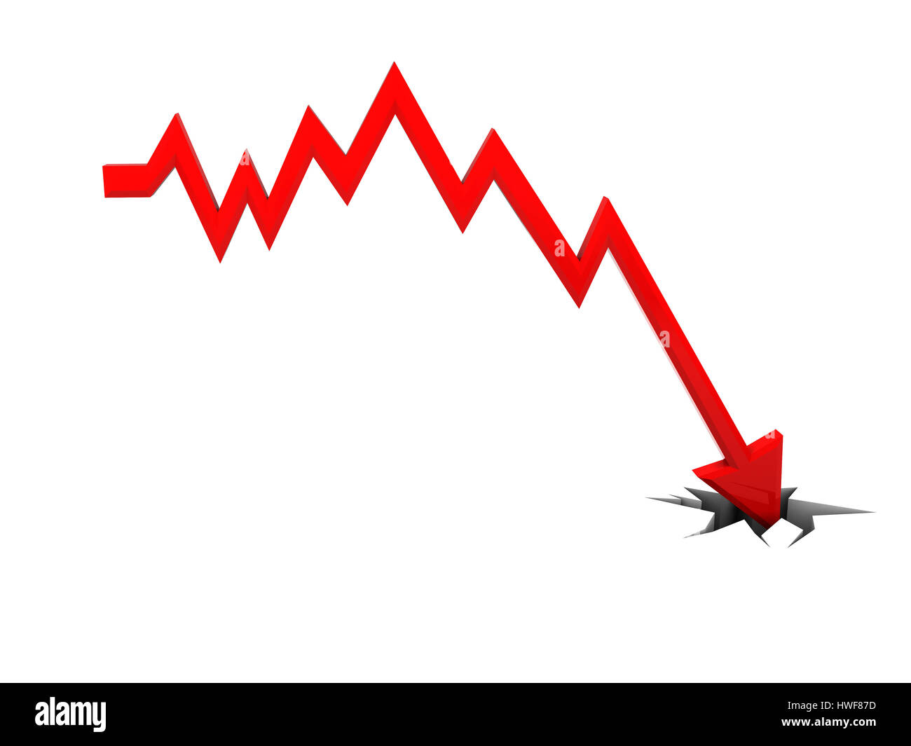 3d illustration of falling diagram with hole in floor Stock Photo - Alamy