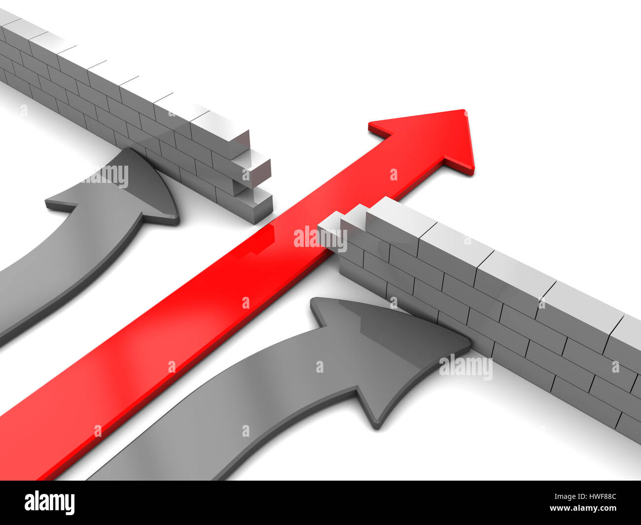 abstract 3d illustration of arrows competition with red leader Stock ...