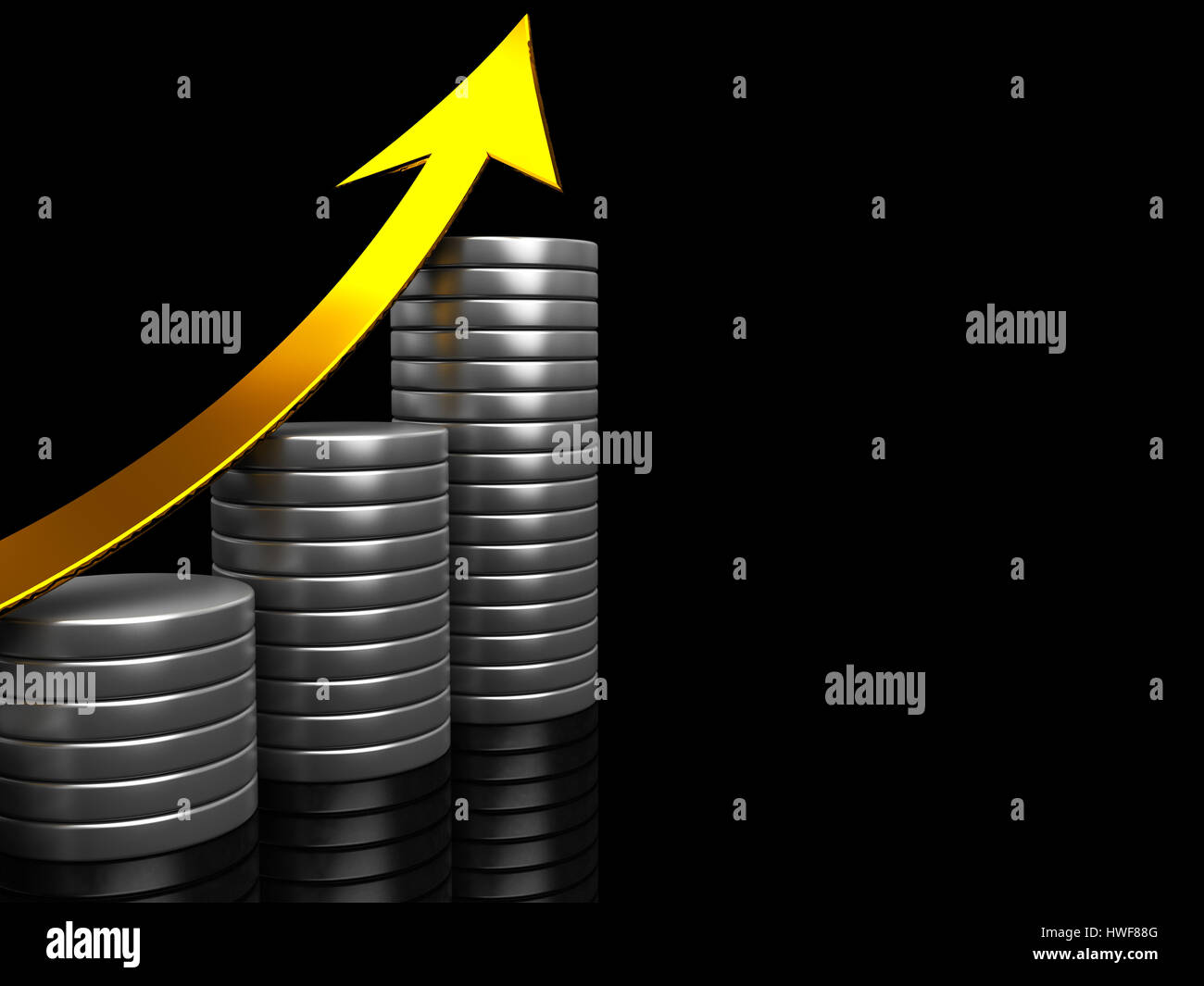 abstract 3d illustration of raising charts with arrow Stock Photo - Alamy