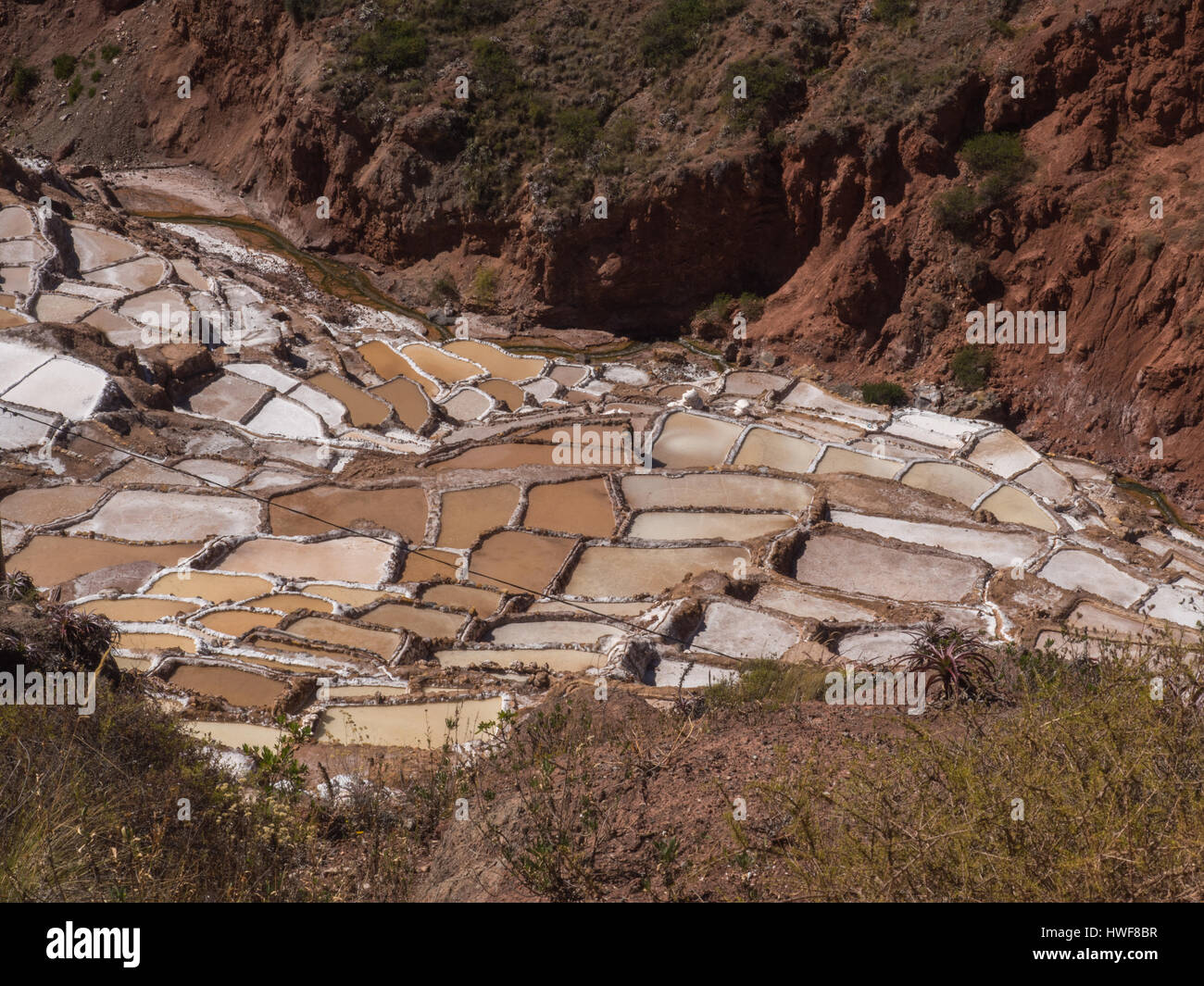 Salina de Maras, the traditional inca salt field in Maras near Cuzco in ...