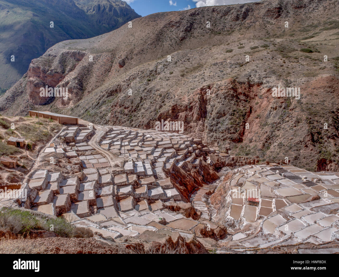 Salina de Maras, the traditional inca salt field in Maras near Cuzco in ...