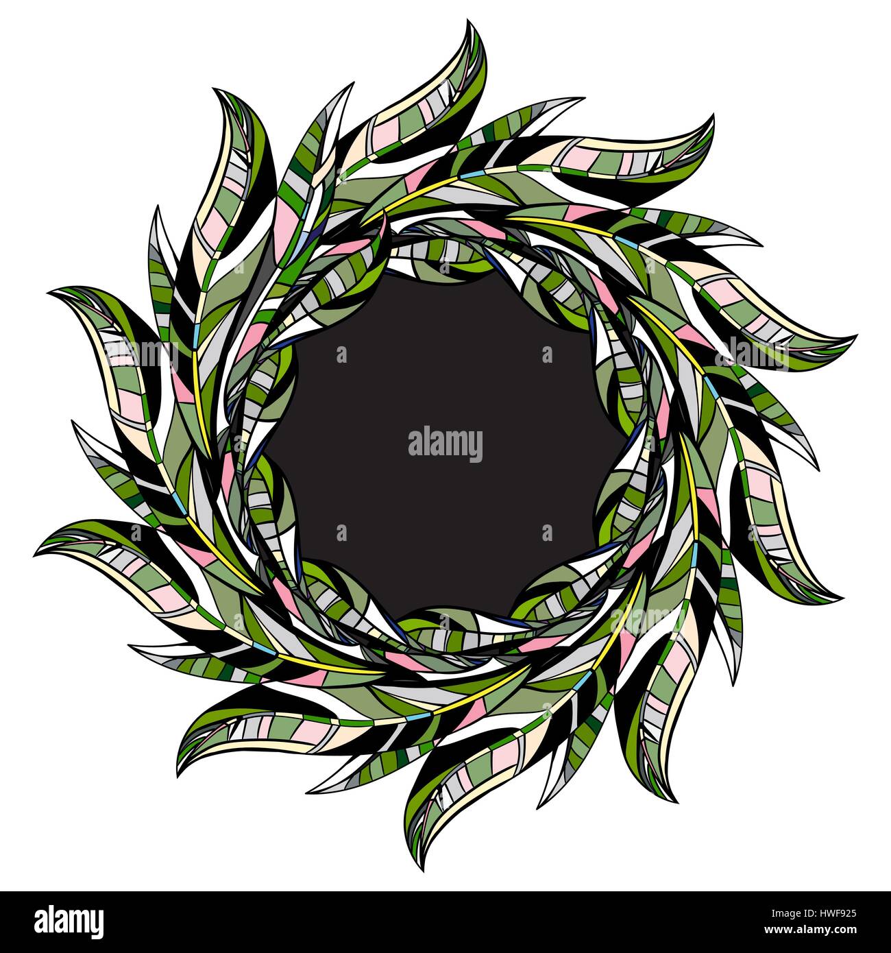 Abstract leaves frame border. Floral leaf banner for text vector design ...