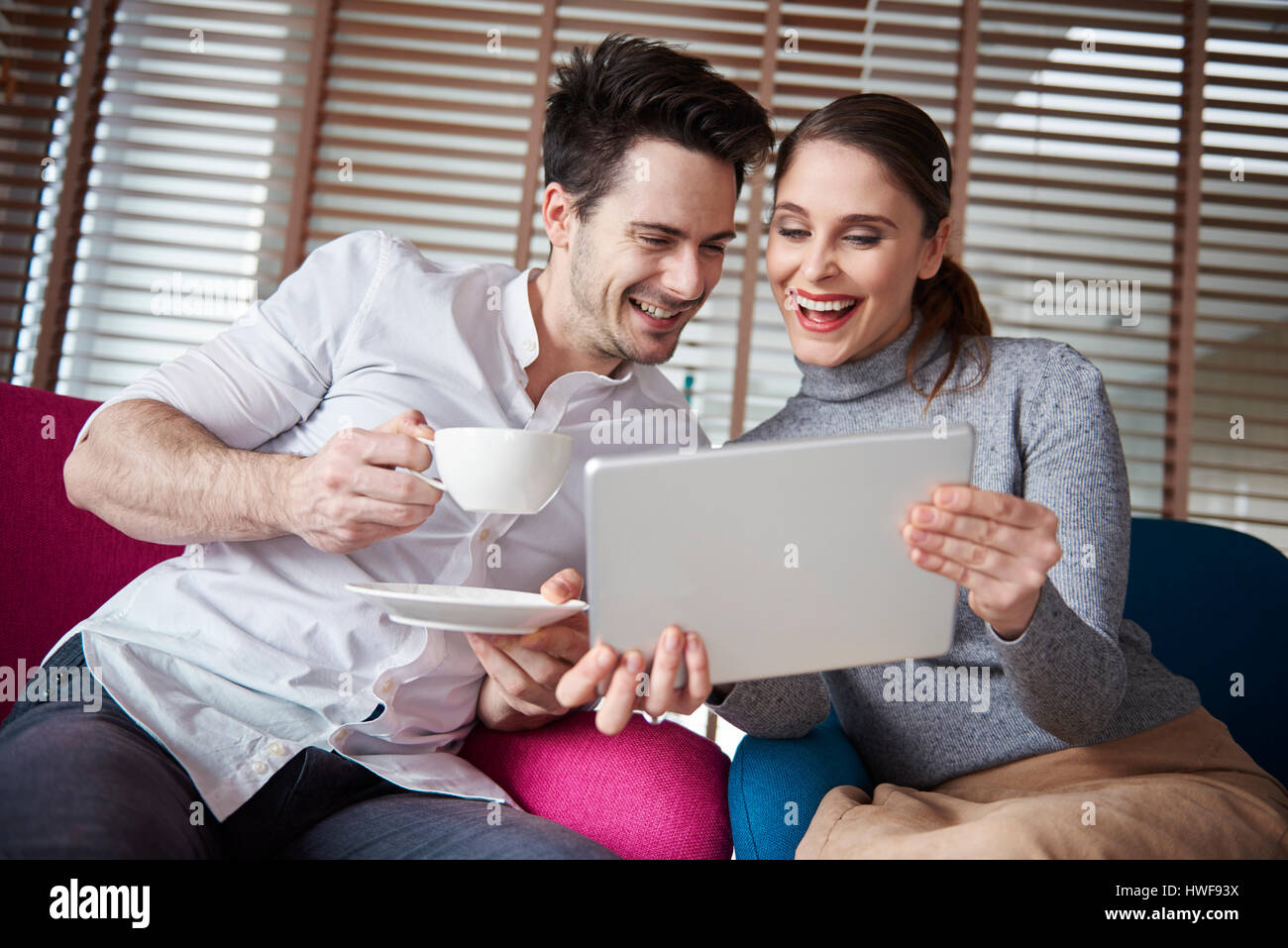 Meantime cOffee break at work with digital tablet Stock Photo - Alamy
